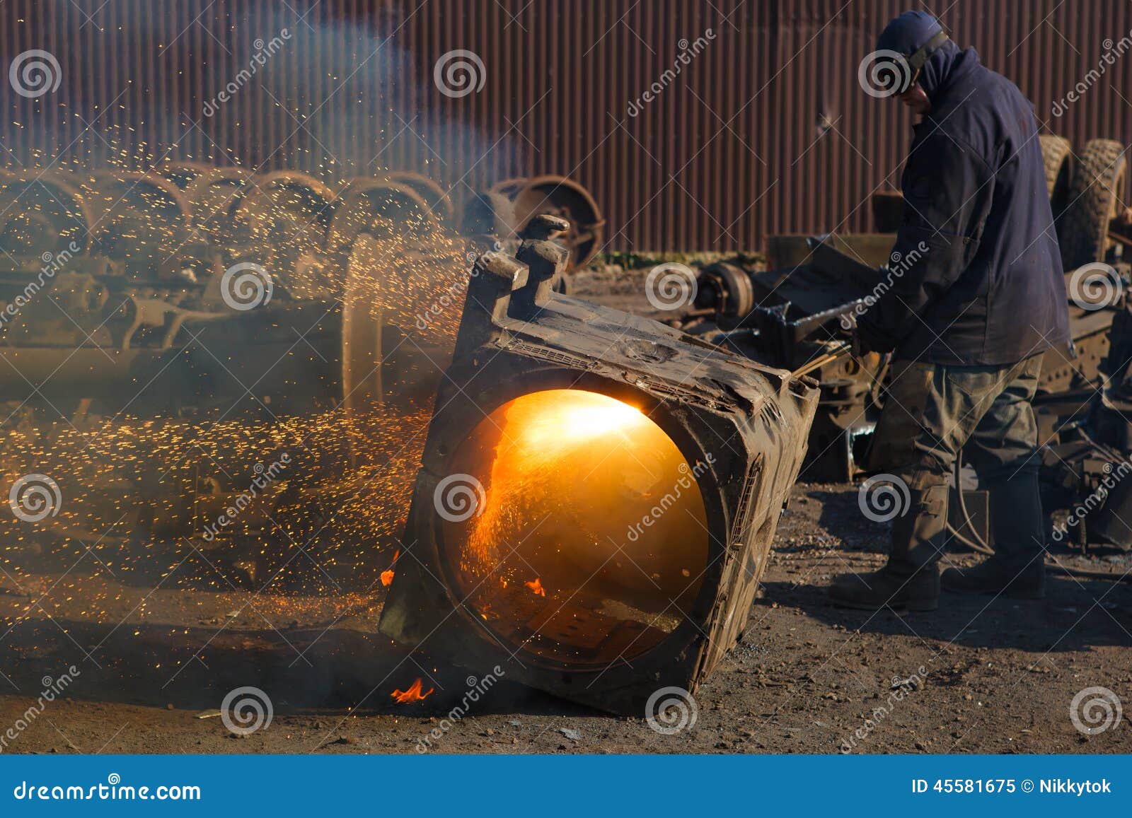 Scrap metal gas welding stock image. Image of fast, steel - 45581675