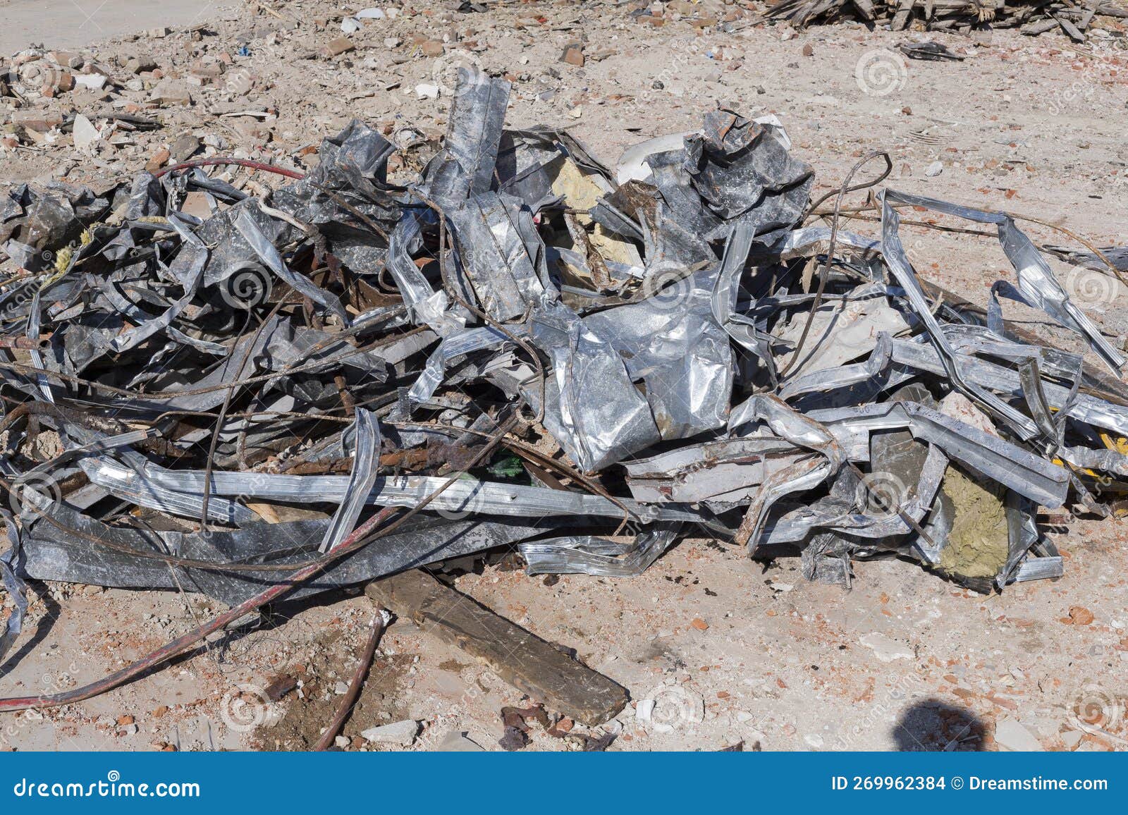 Scrap metal on the ground stock photo. Image of vehicle - 269962384