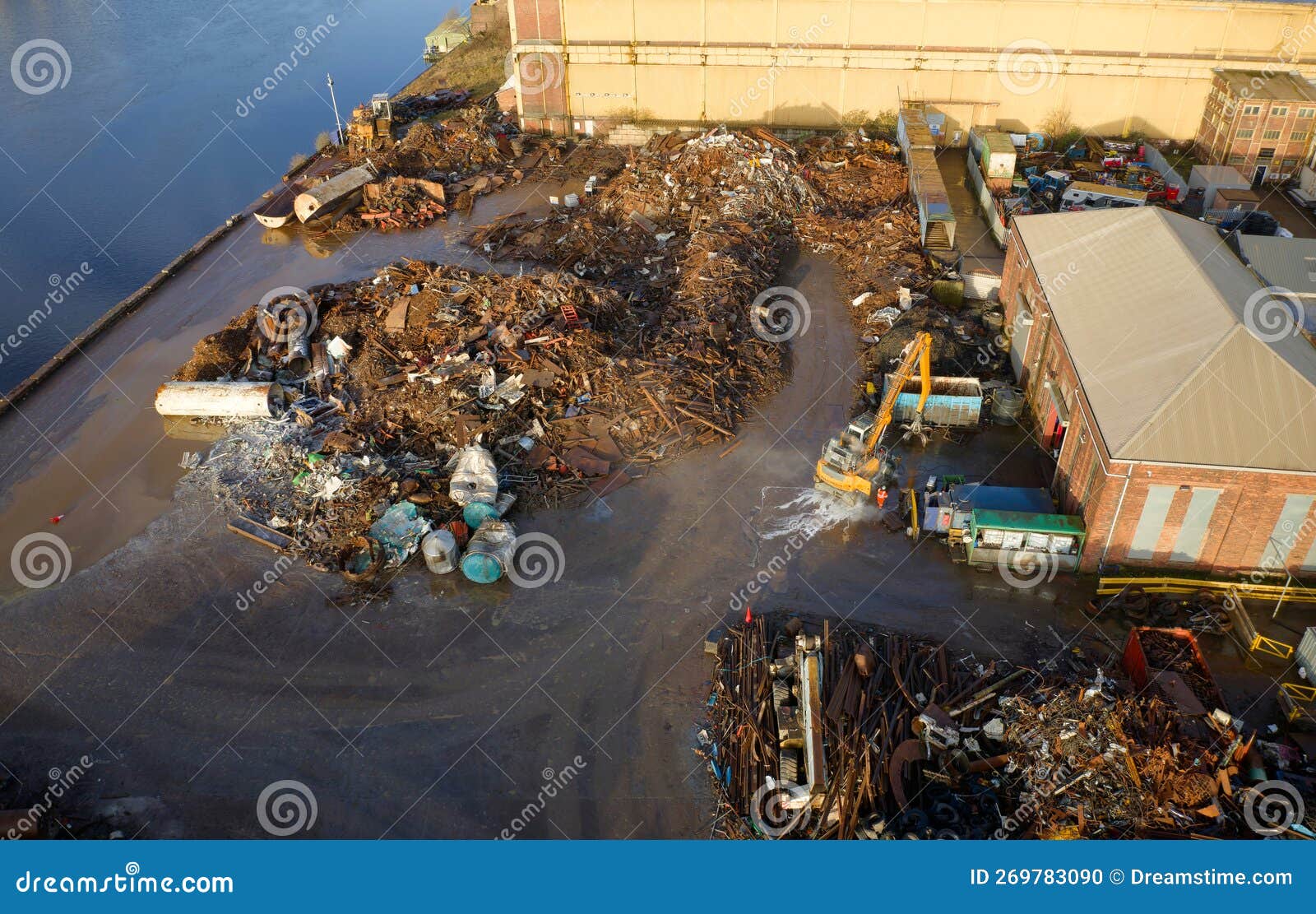 Scrap Metal Recycling Compound Viewed from Above Stock Photo - Image of ...