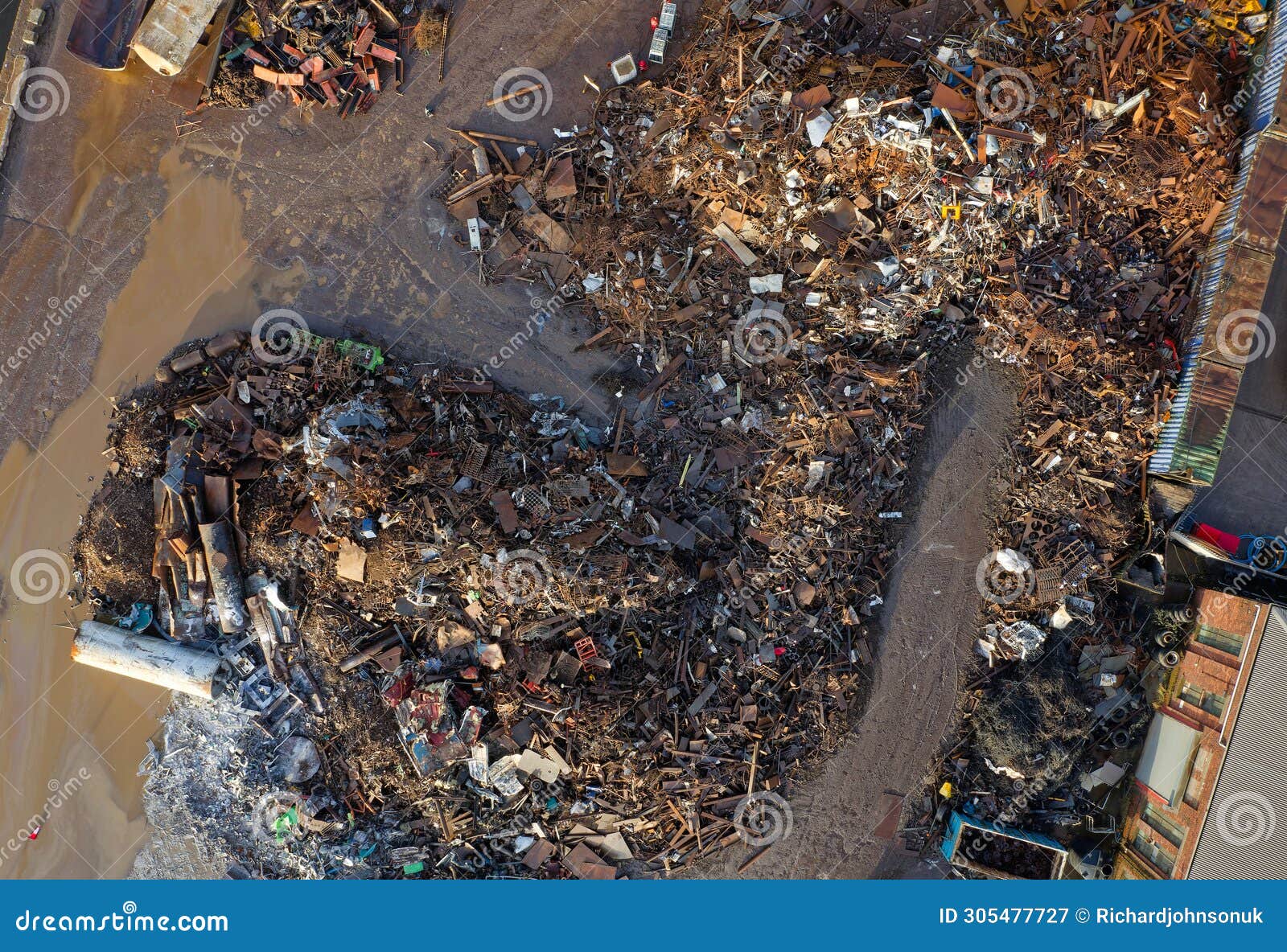 Scrap Metal Recycling Compound Viewed from Above Stock Image - Image of ...