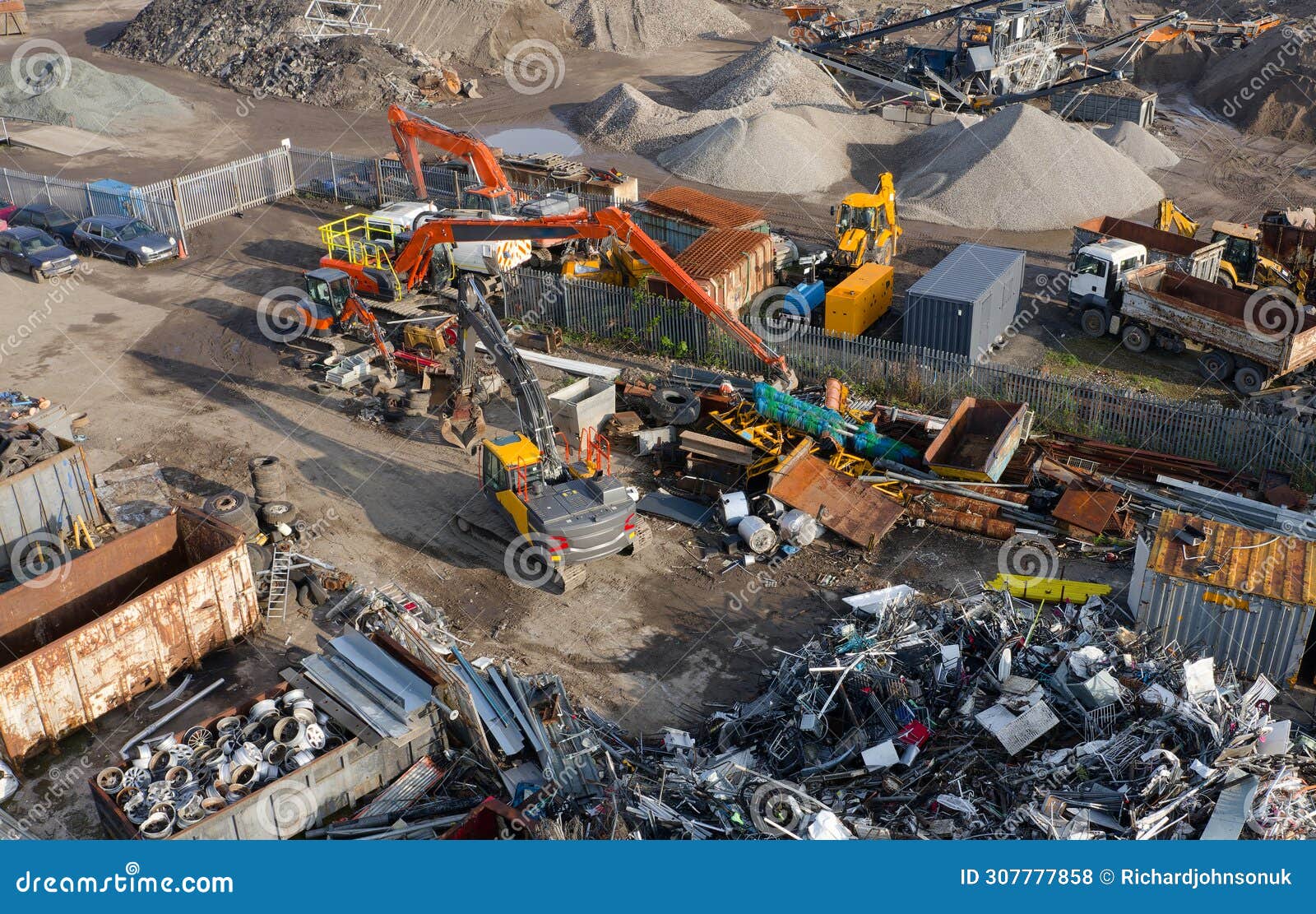 Scrap Metal Recycling Compound Viewed from Above Stock Photo - Image of ...