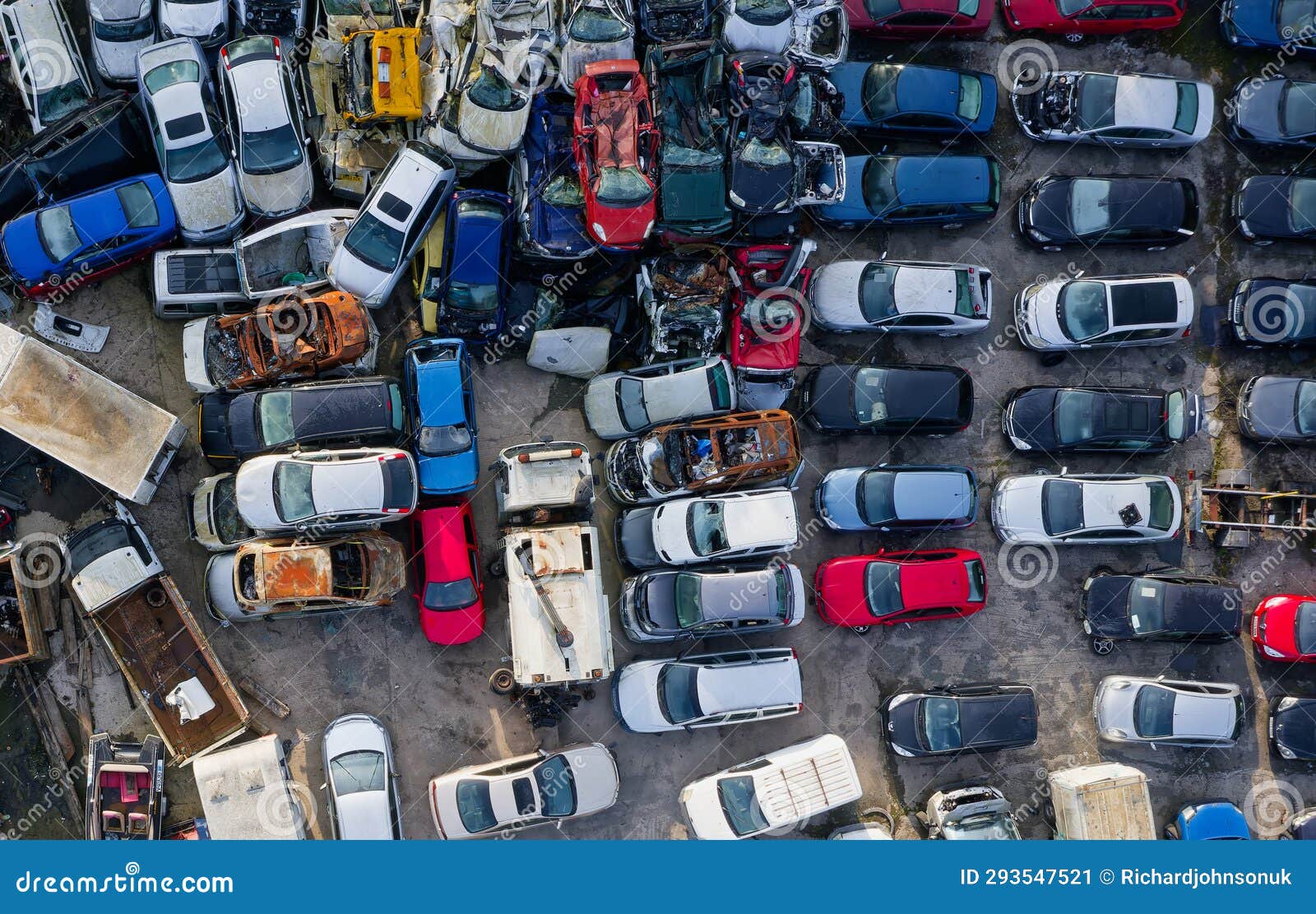 Car Compound for Scrap Metal Recycling Viewed from Above Stock Image ...