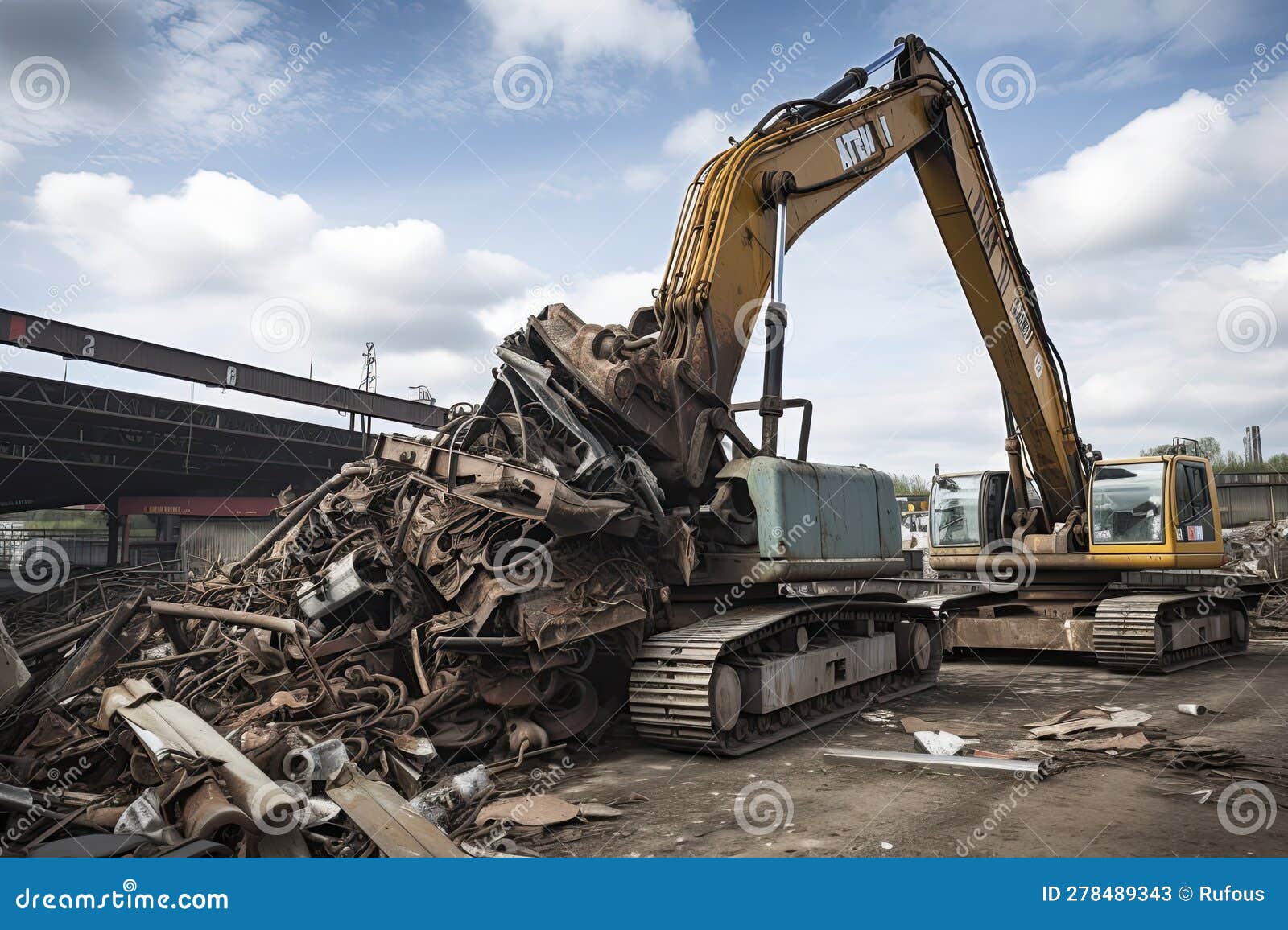 Scrap Metal Recycling Plant and Crane-loading Scrap in a Train Stock ...