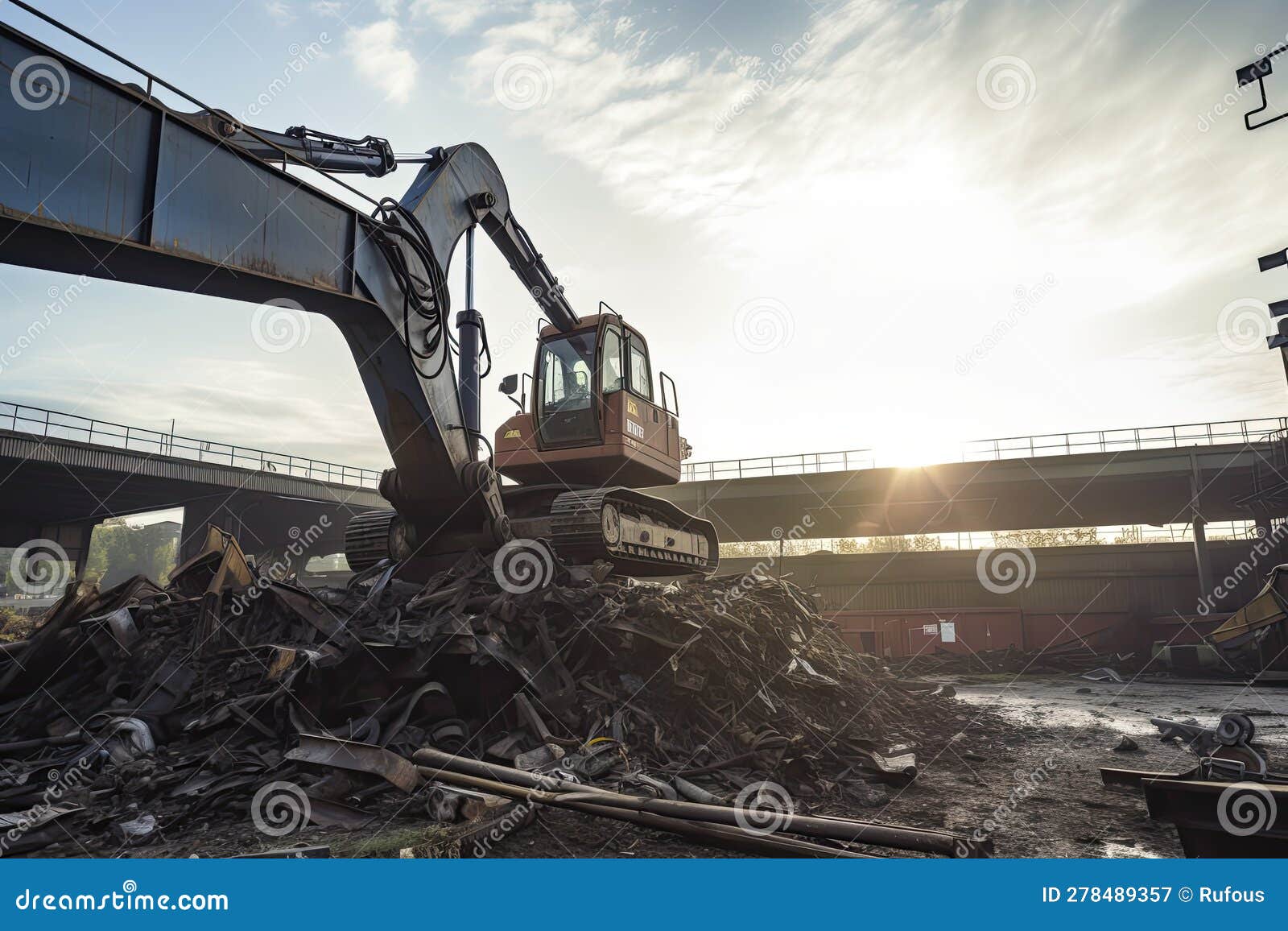 Scrap Metal Recycling Plant and Crane-loading Scrap in a Train Stock ...