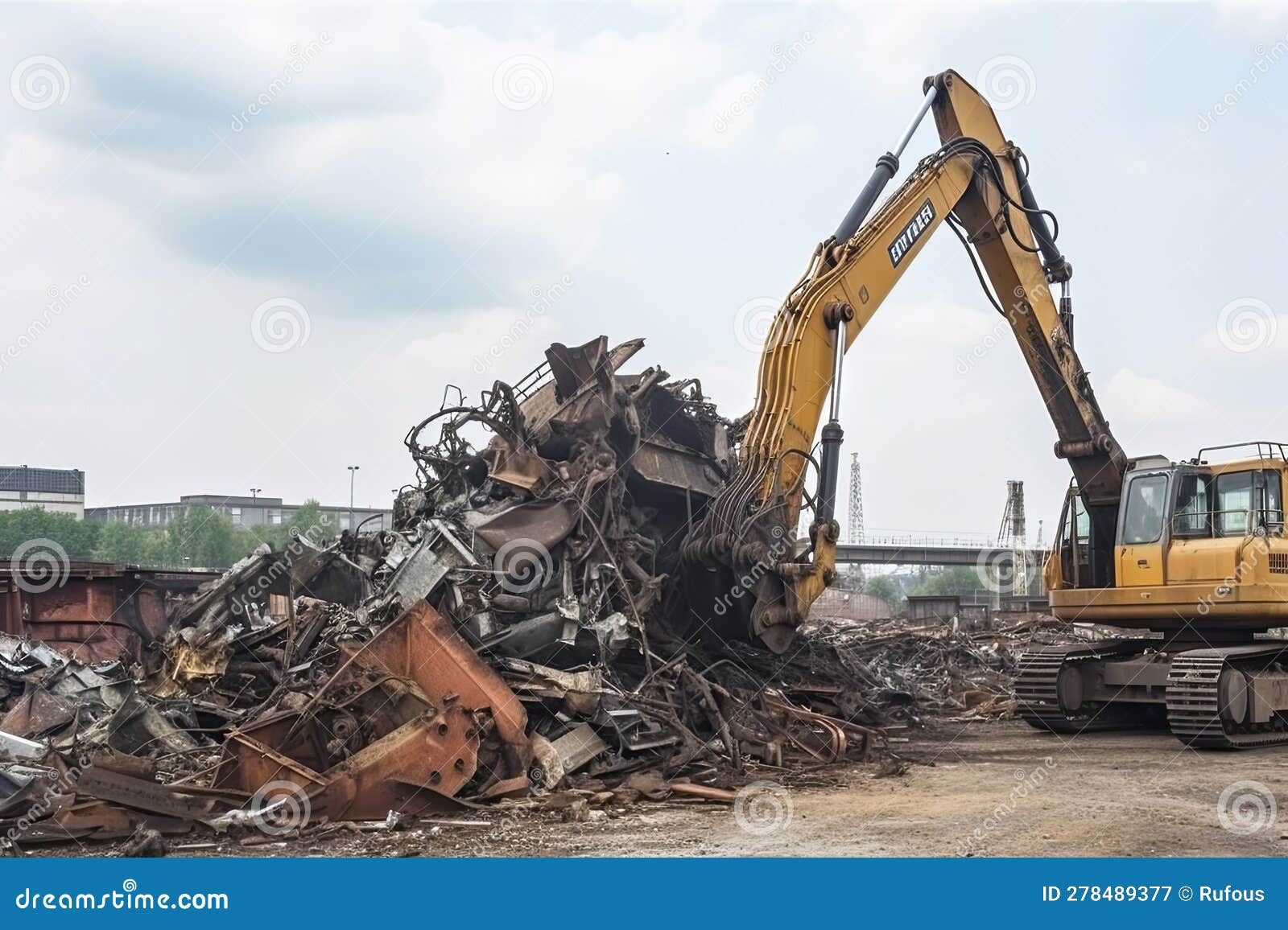 Scrap Metal Recycling Plant and Crane-loading Scrap in a Train Stock ...