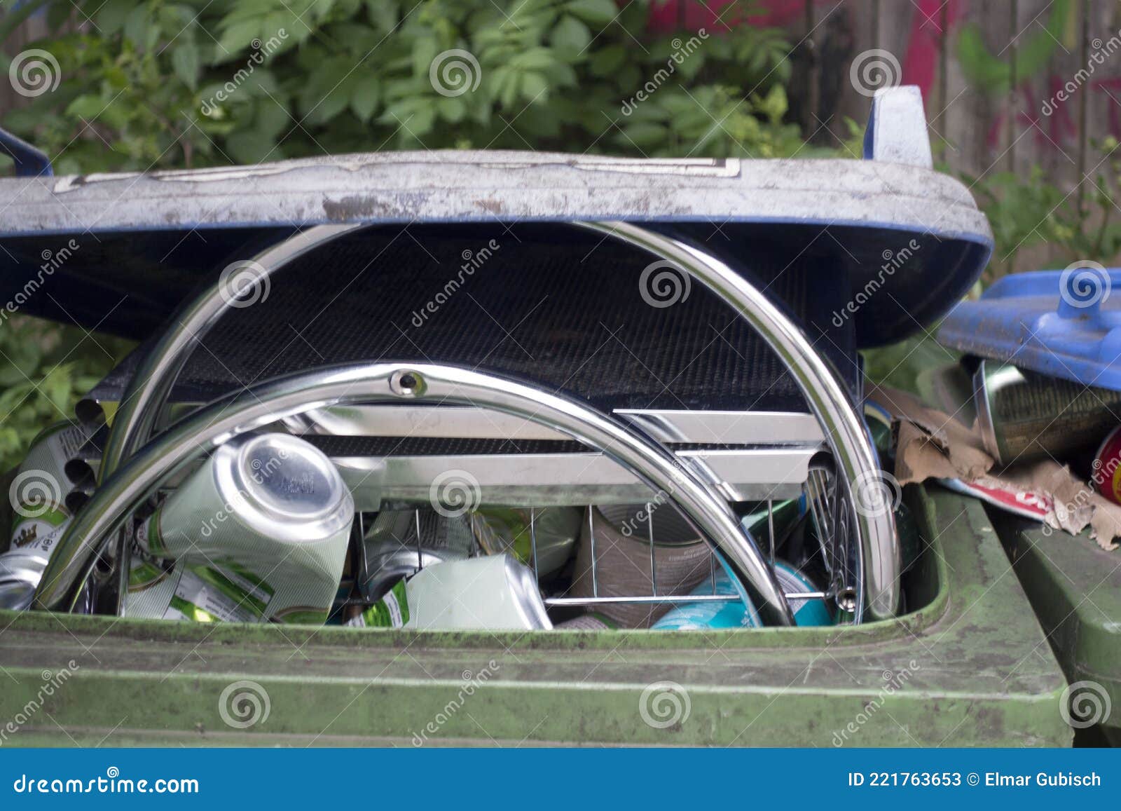 Scrap Metal Trash Can for Waste Separation and Recycling Stock Image ...