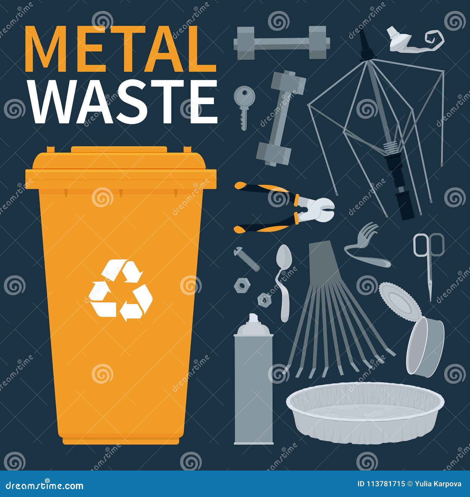 Scrap Metal Waste Objects in Vector Stock Vector - Illustration of ...