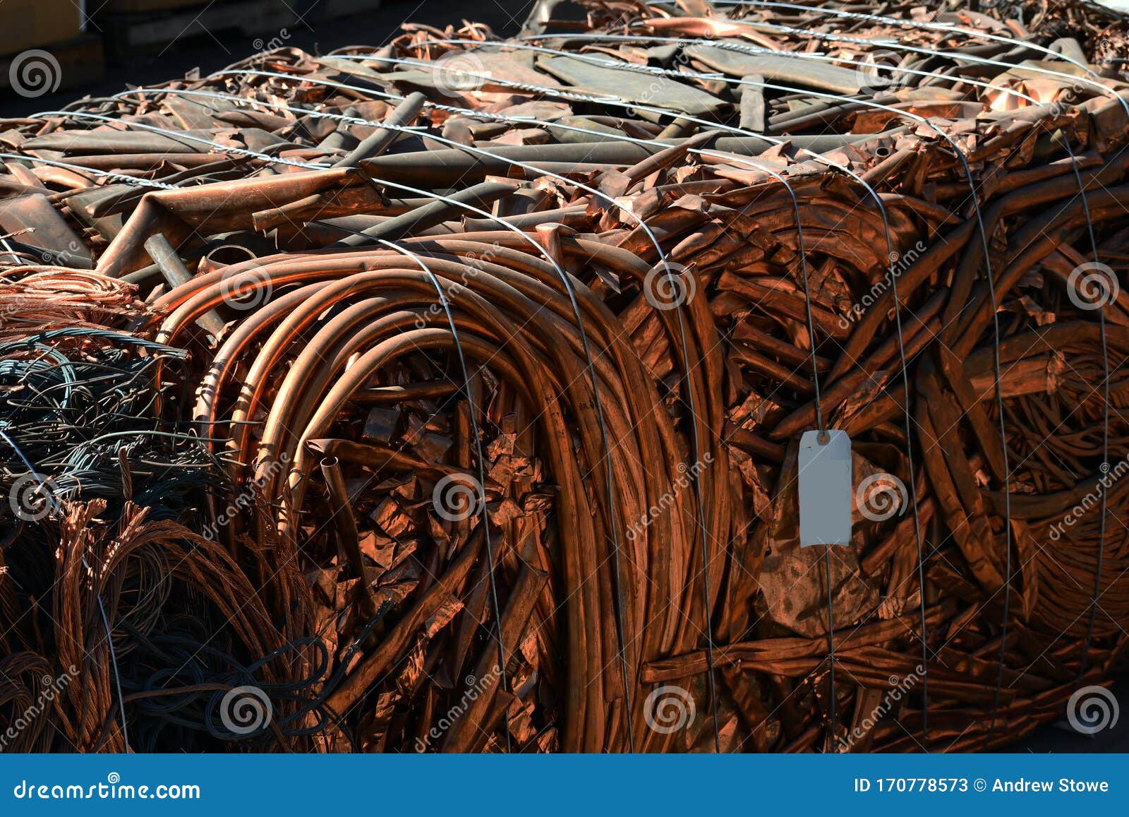 Scrap Metal, Wrecked and Crushed Parts of Copper Stock Image - Image of ...