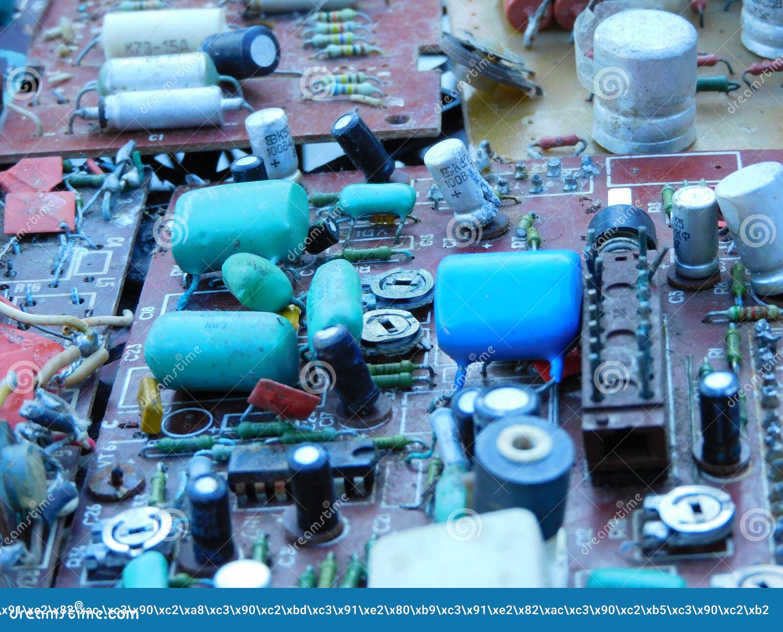 Scrap of Old Printed Circuit Boards from Televisions and Radios Stock ...