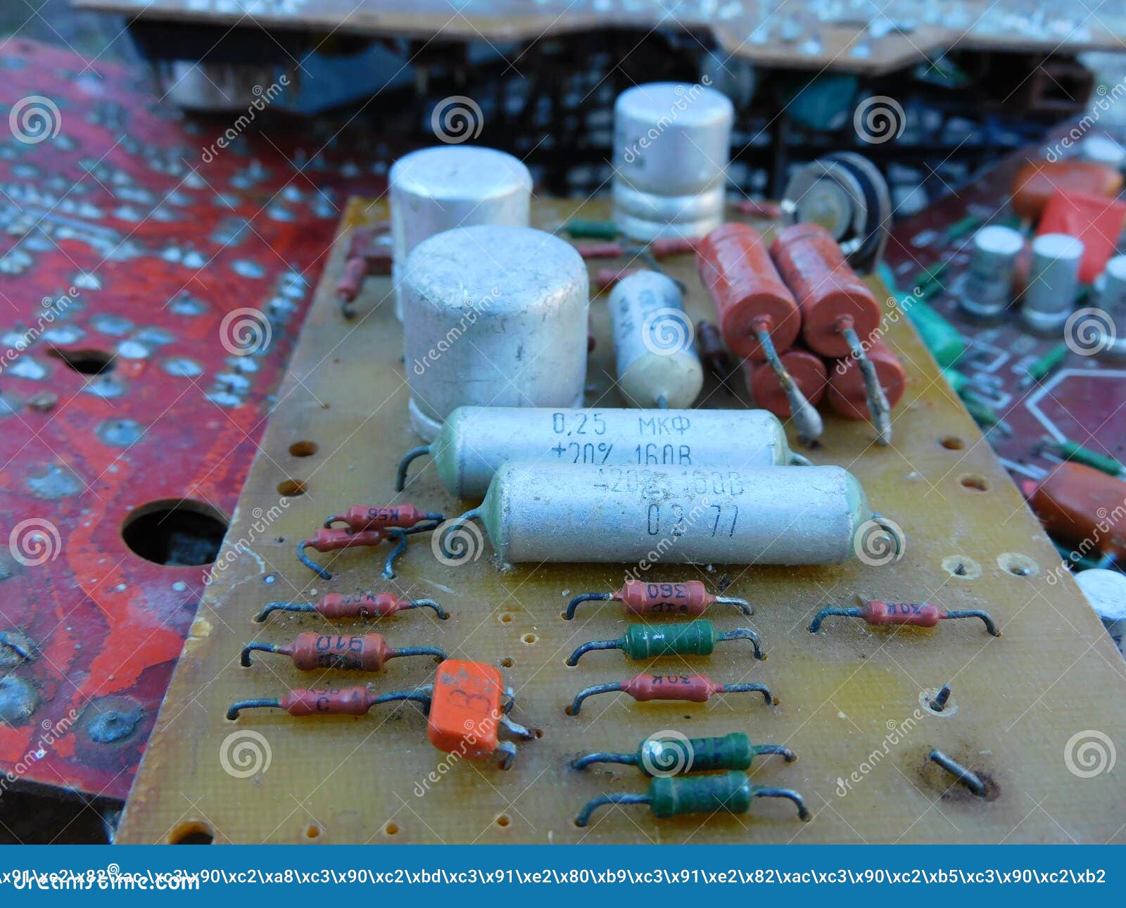 Scrap of Old Printed Circuit Boards from Televisions and Radios Stock ...