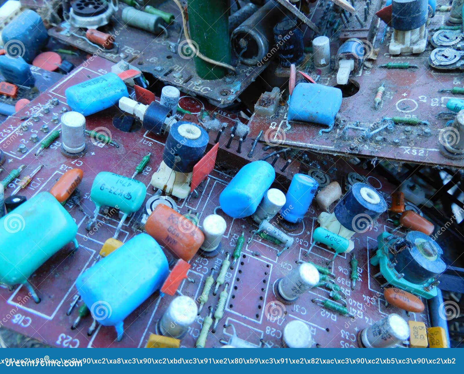 Scrap of Old Printed Circuit Boards from Old Electronics Stock Photo ...