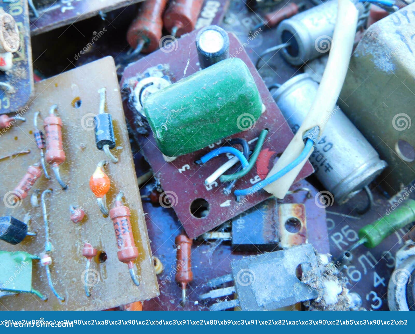 Scrap of Old Printed Circuit Boards from Televisions and Radios Stock ...
