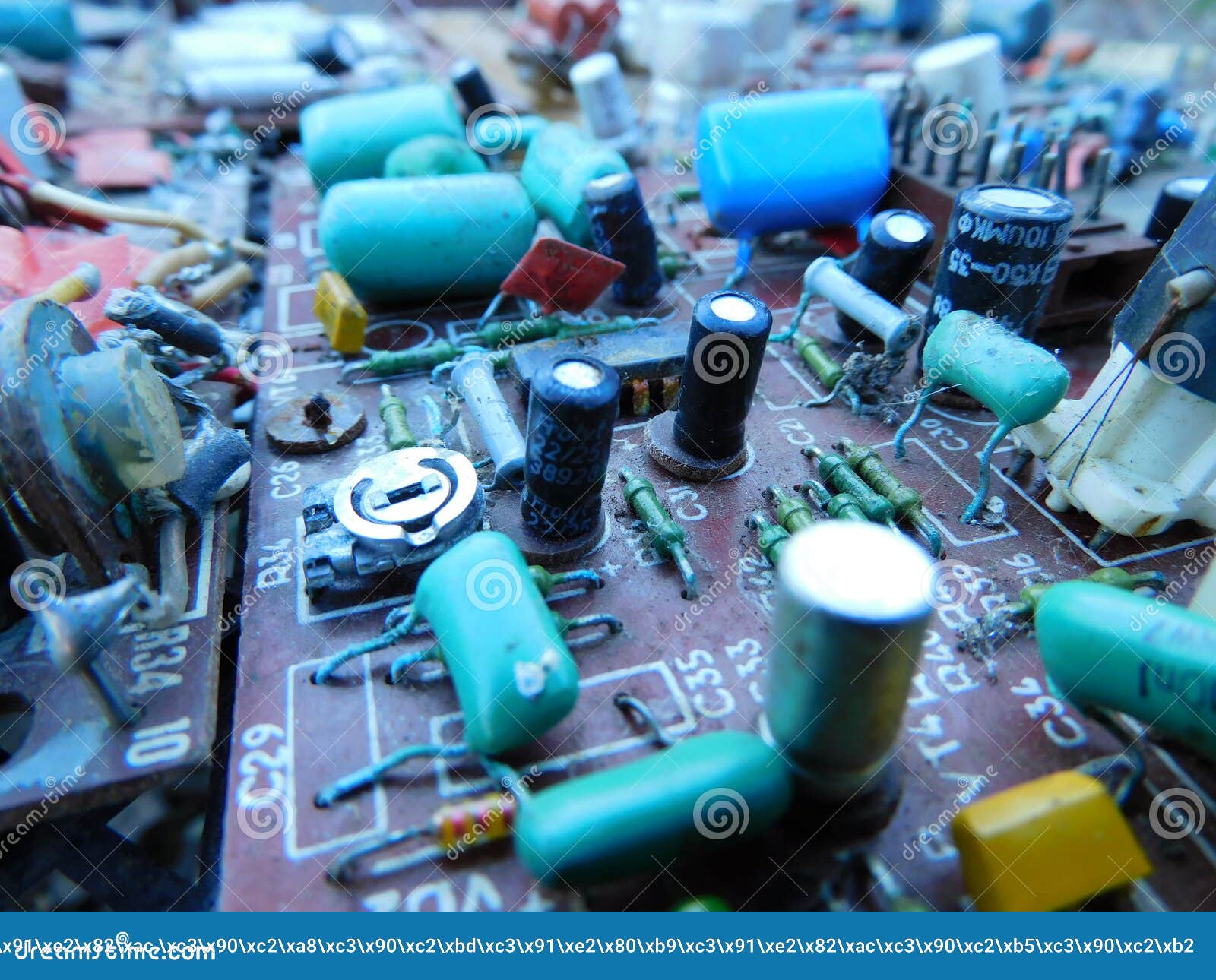 Scrap of Old Printed Circuit Boards from Televisions and Radios Stock ...