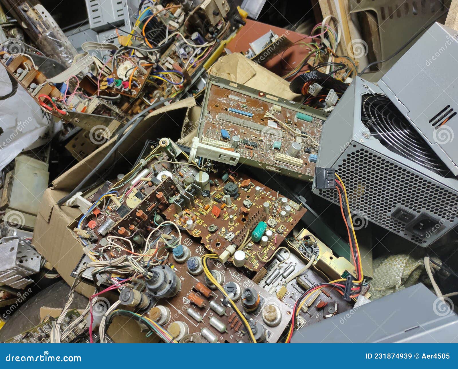 Scrap of Old Printed Circuit Boards Stock Image - Image of radio ...