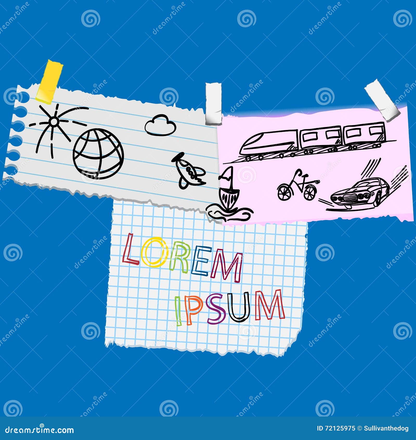 Scrap paper notes stock vector. Illustration of boat - 72125975