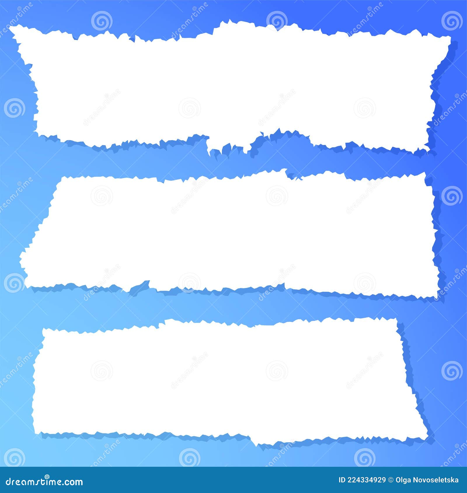 Scrap Paper. Torn Pieces of White Sheet. Flat Vector Cartoon ...