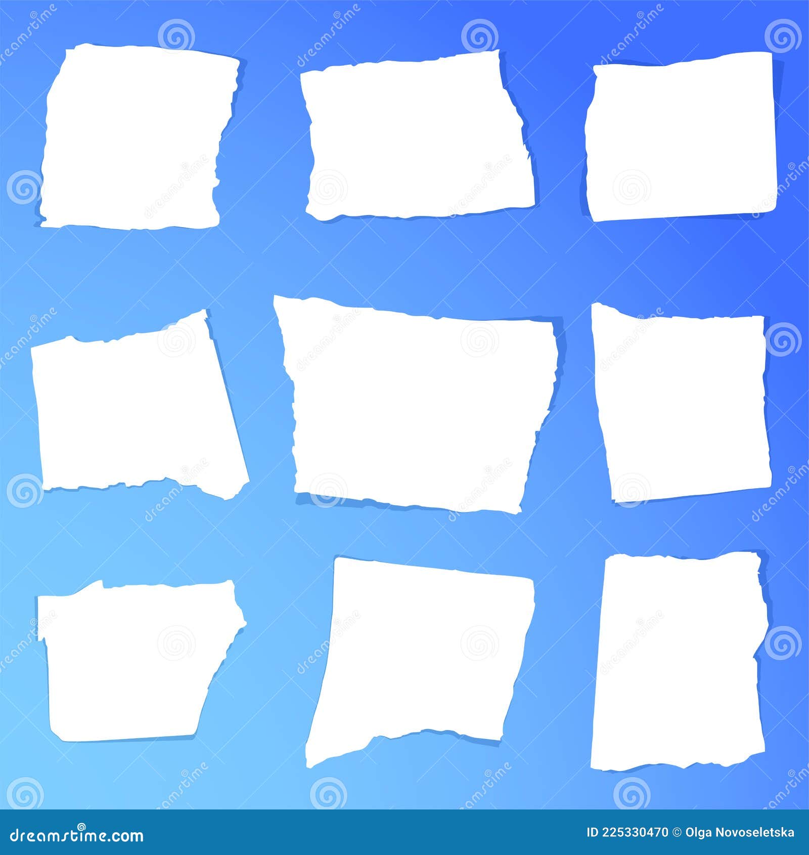 Scrap Paper. Torn Pieces of White Sheet. Flat Vector Cartoon ...