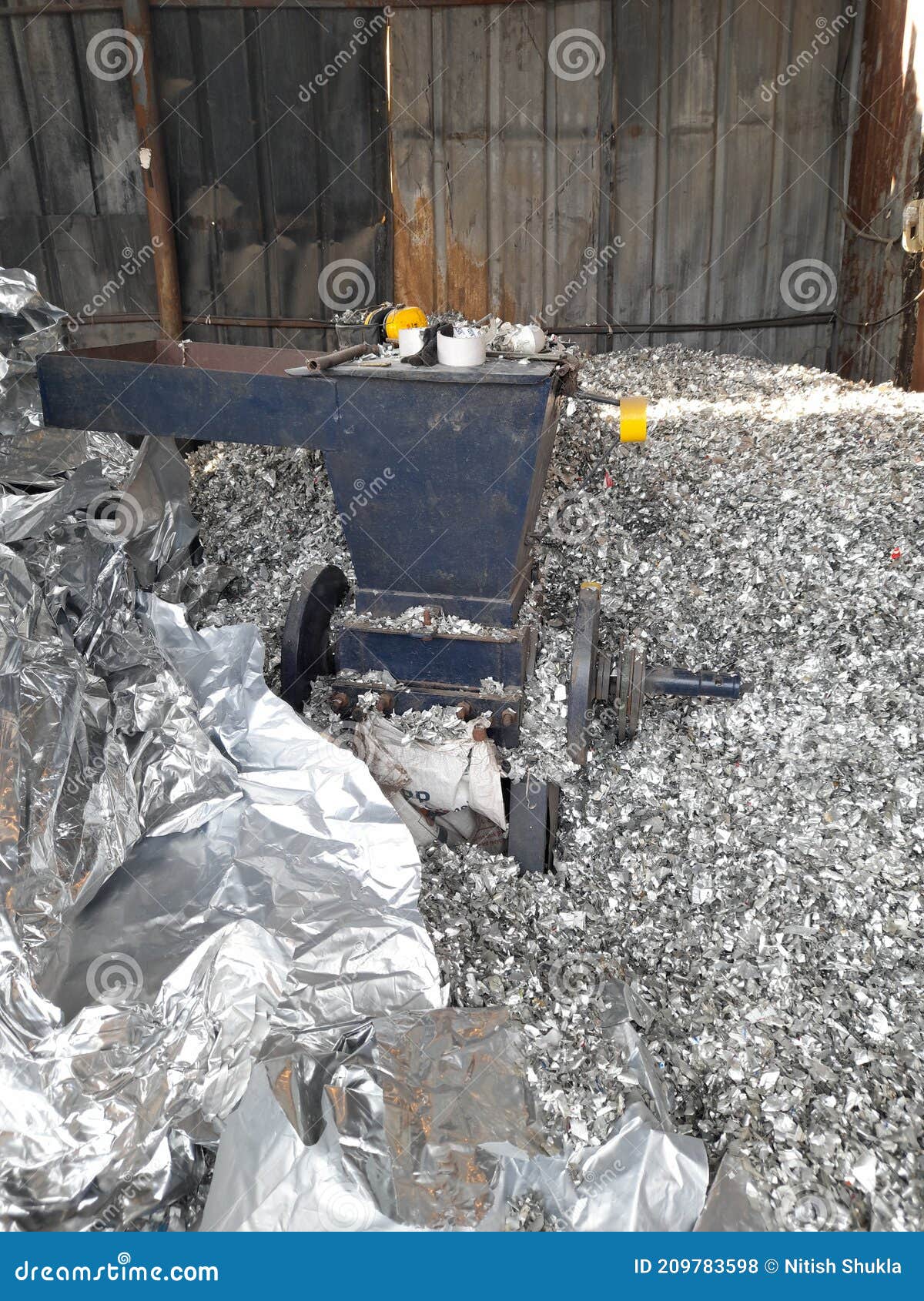 Scrap Polythene Cutting Machine. Stock Photo - Image of soil, wall ...