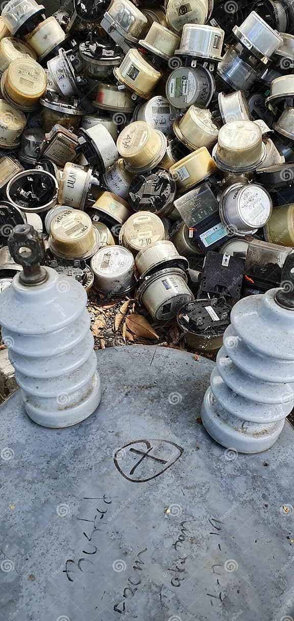 Scrap Power Transformer and Electric Meter Reader Stock Image - Image ...
