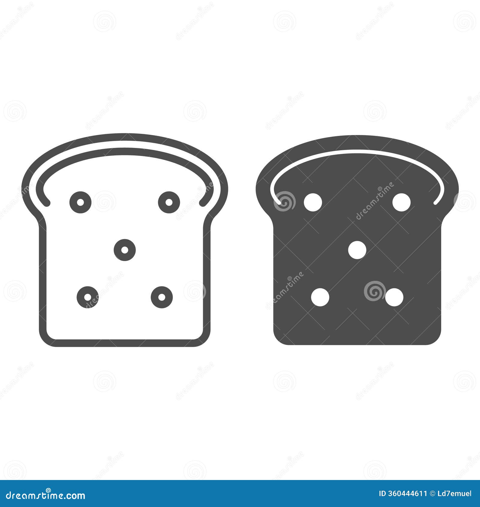 Scrap Slice of Bread Line and Solid Icon, Bakery Concept. Vector ...
