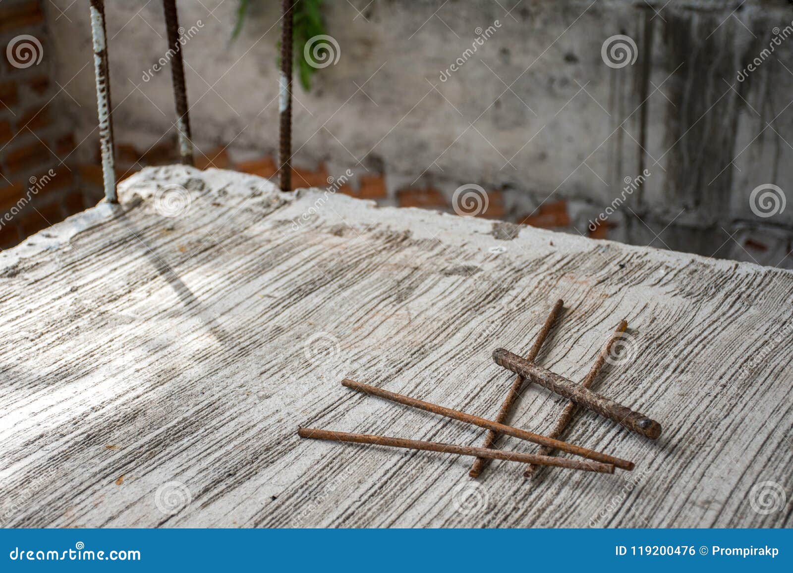 Scrap Steel Bar Group on Concrete Floor Stock Photo - Image of ...