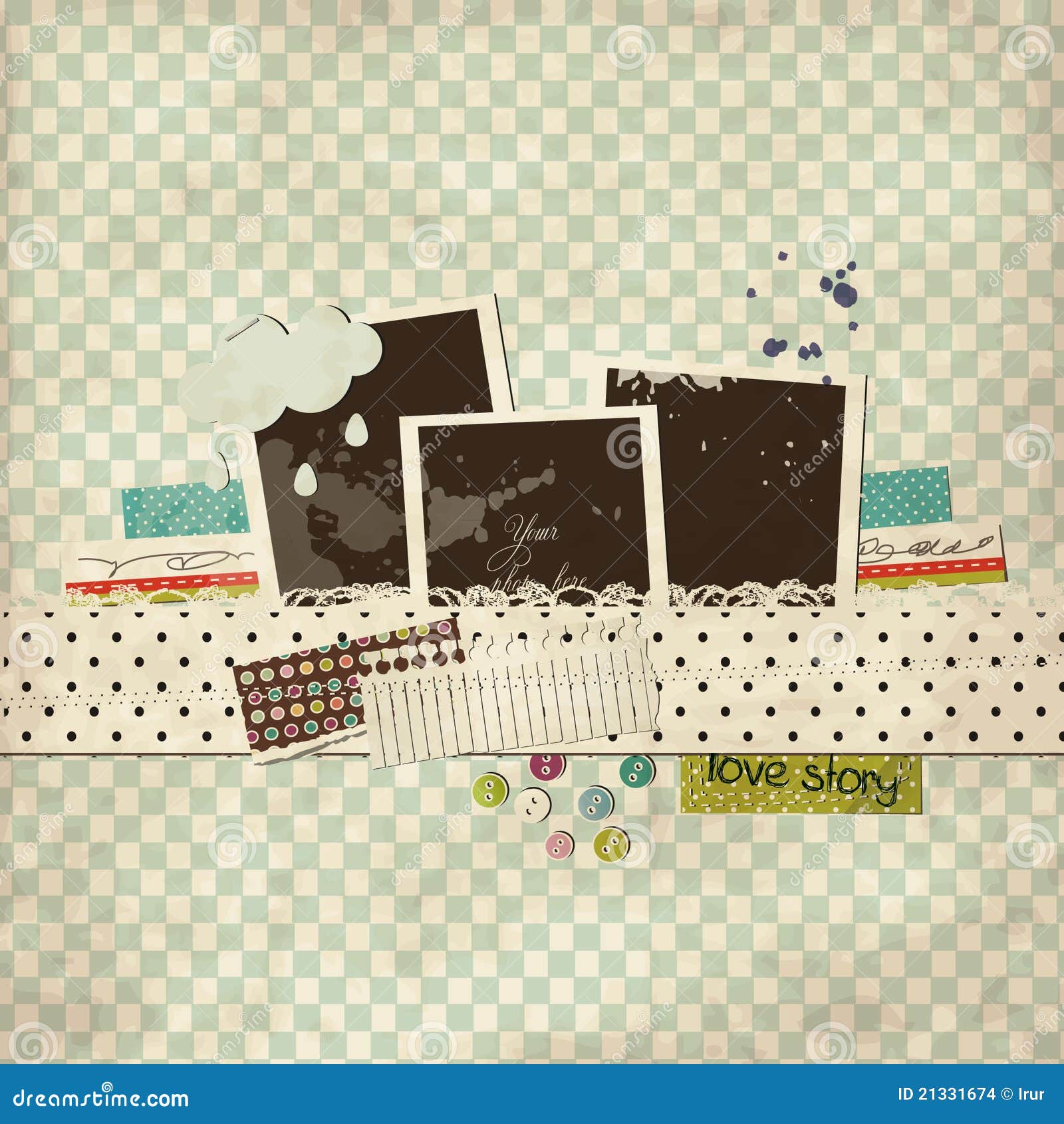 Scrap Template with a Cloud Stock Vector - Illustration of grunge, deco ...