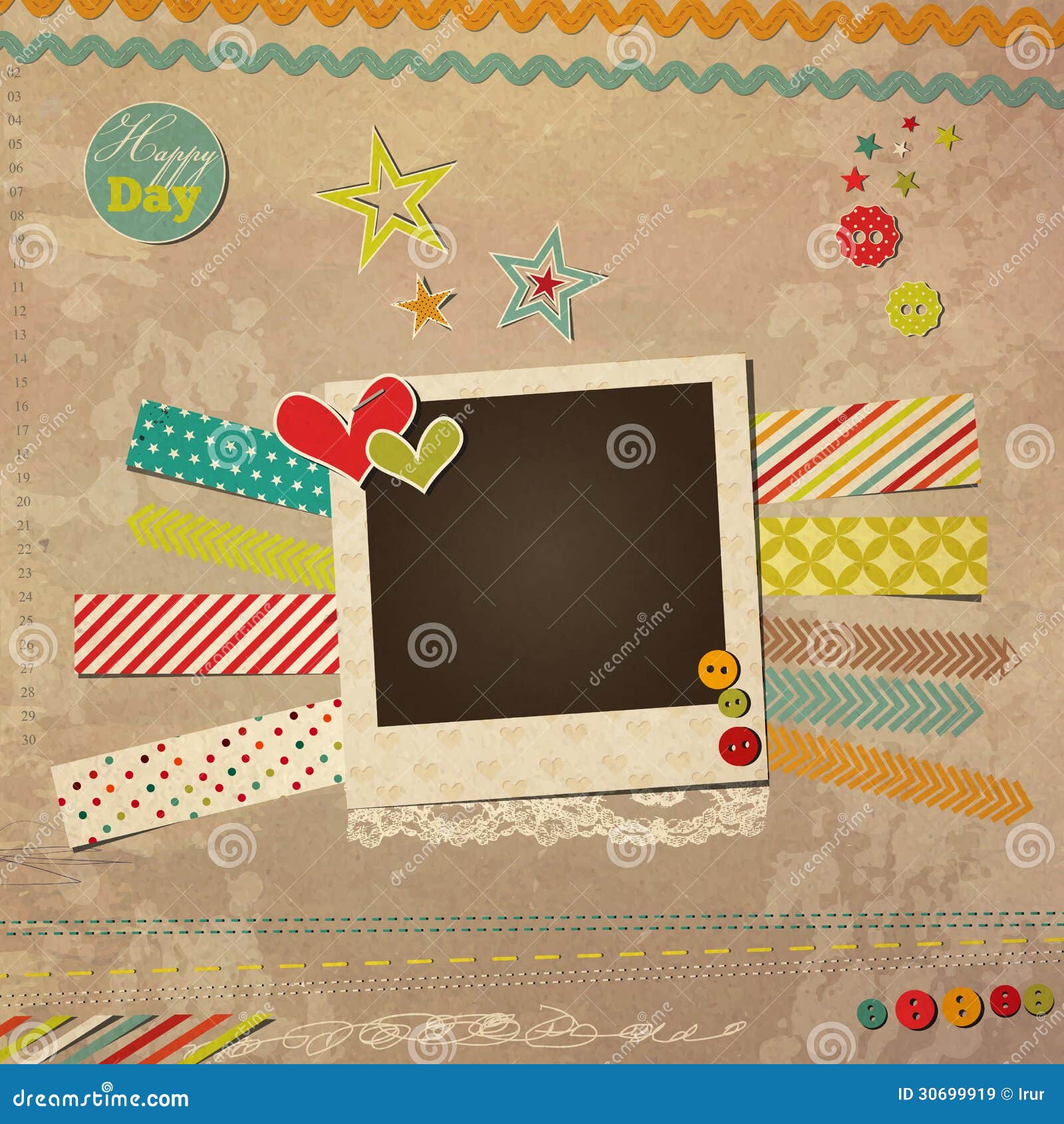 Scrap Template of Vintage Design with Photo Frame Stock Vector ...
