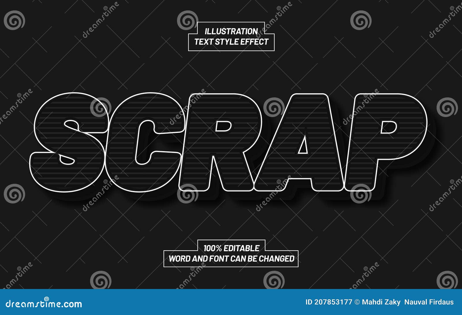 Scrap Black Text Style Effect Stock Vector - Illustration of header ...