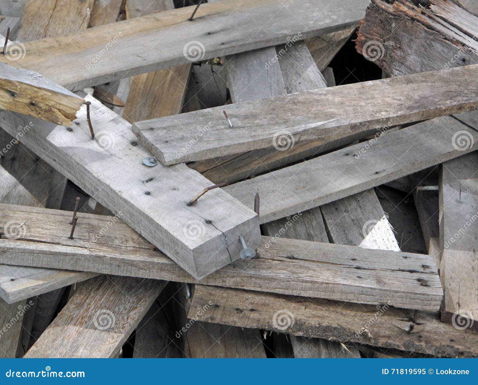 A Lot Of Scrap Wood, Wooden Blocks, Old Boards. Wood Waste For Kindling ...