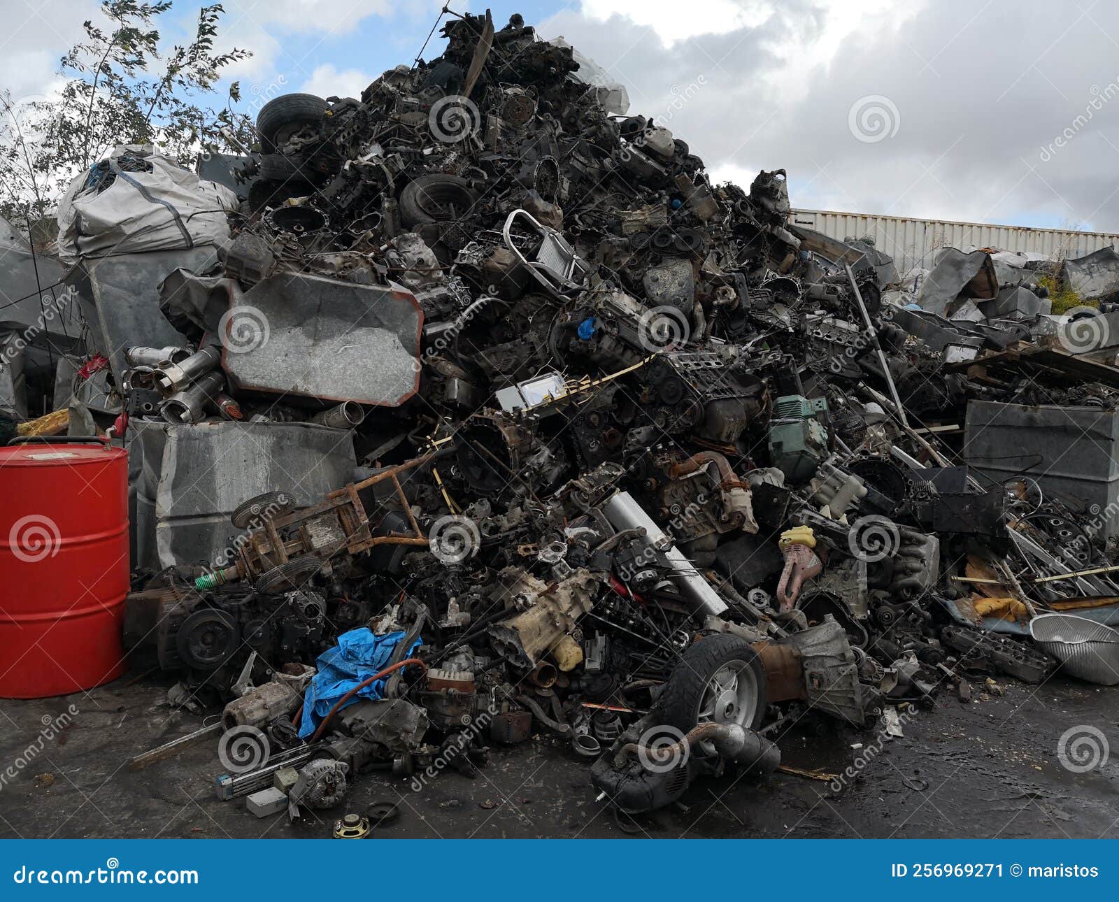 The Scrap Yard Engine and Cars Parts. Stock Image - Image of engine ...