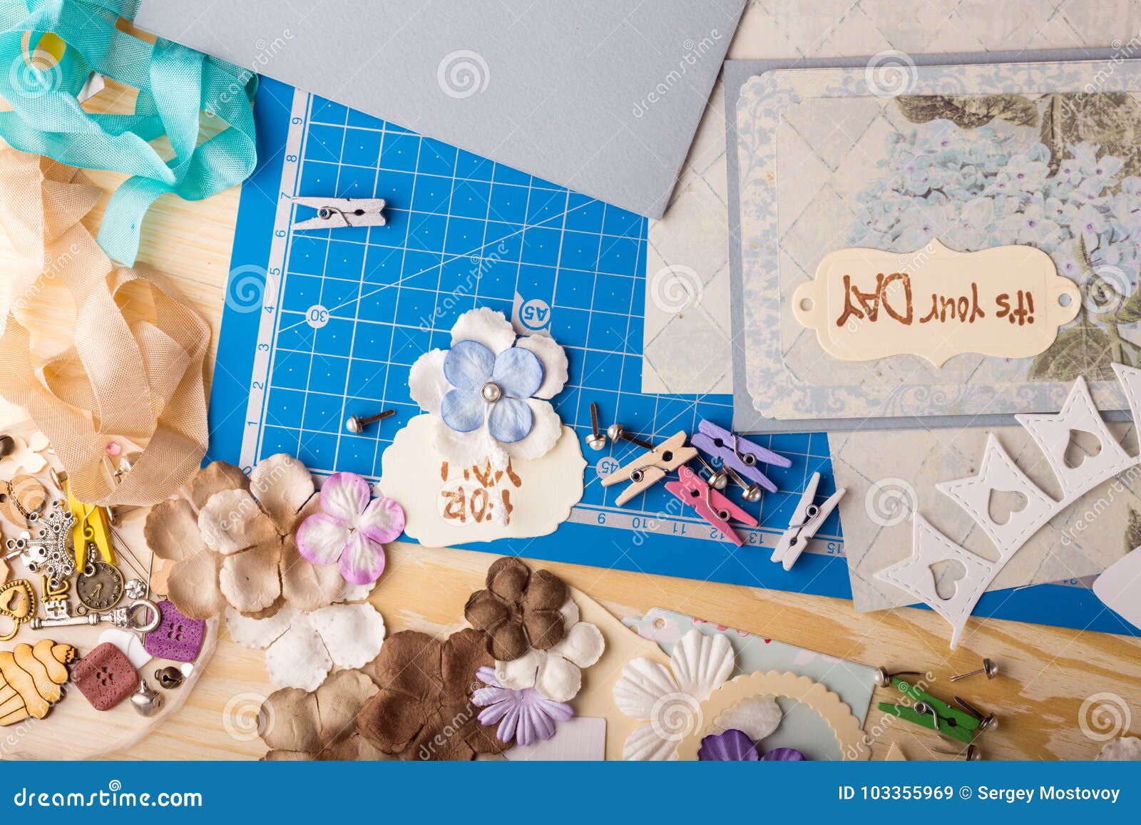 Scrapbook - card and tools stock image. Image of paper - 103355969