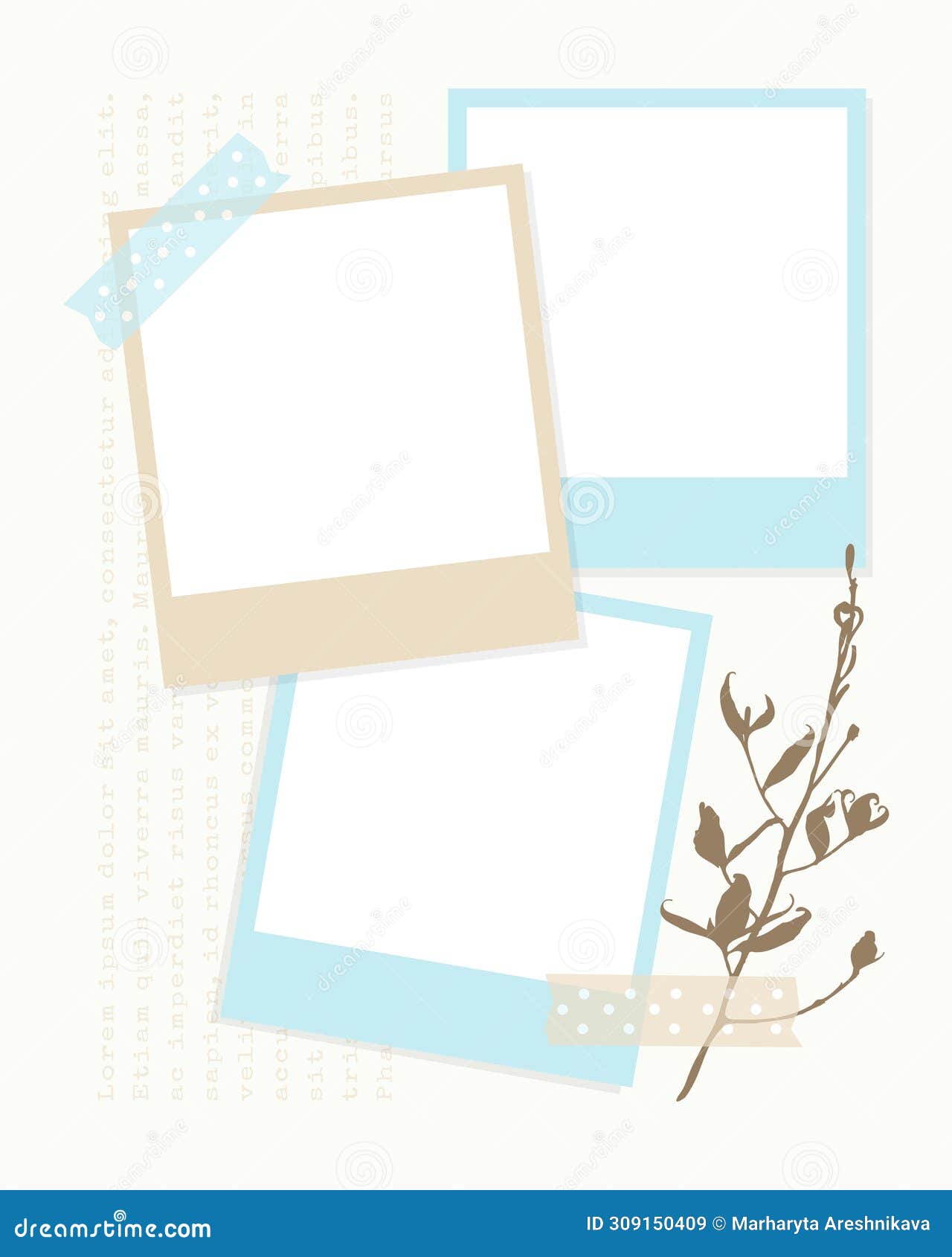 Elegant Scrapbook Style Photo Book with Frames and Floral Herbs in ...