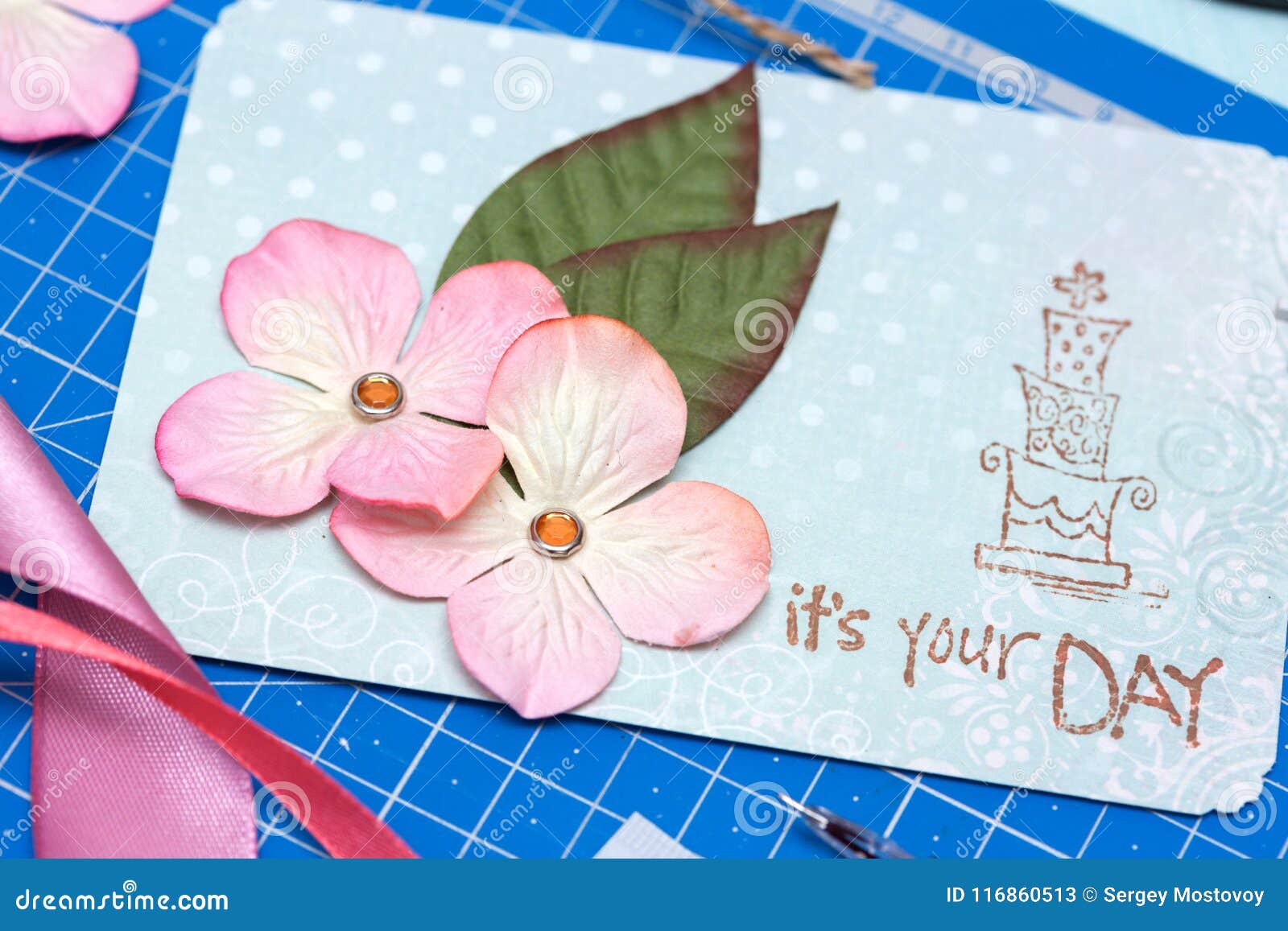 Scrapbook - Process of Creating a Postcard Stock Image - Image of line ...