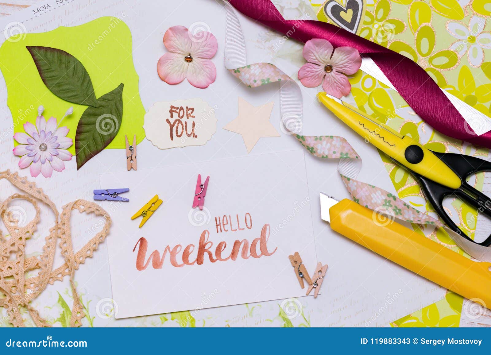 Scrapbook - Process of Creating a Postcard Stock Image - Image of ...