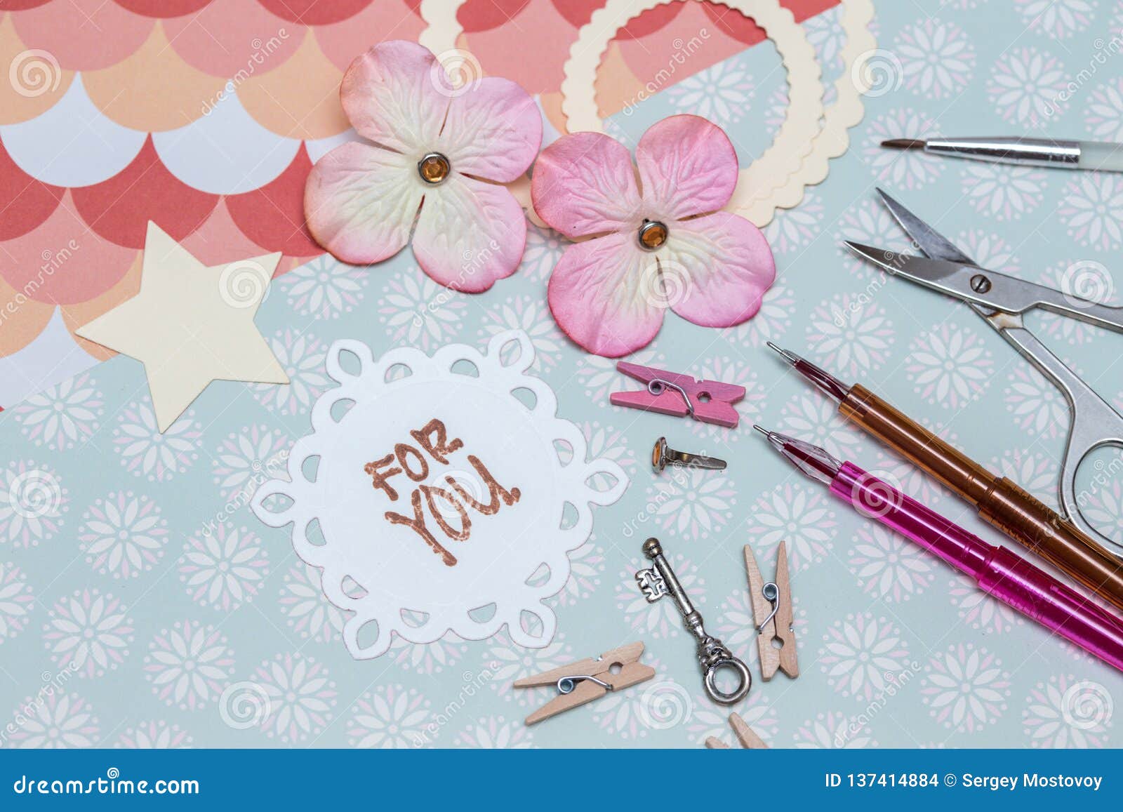 Scrapbook - Process of Creating a Postcard Stock Photo - Image of reel ...