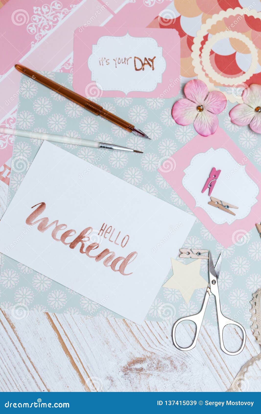 Scrapbook - Process of Creating a Postcard Stock Image - Image of decor ...