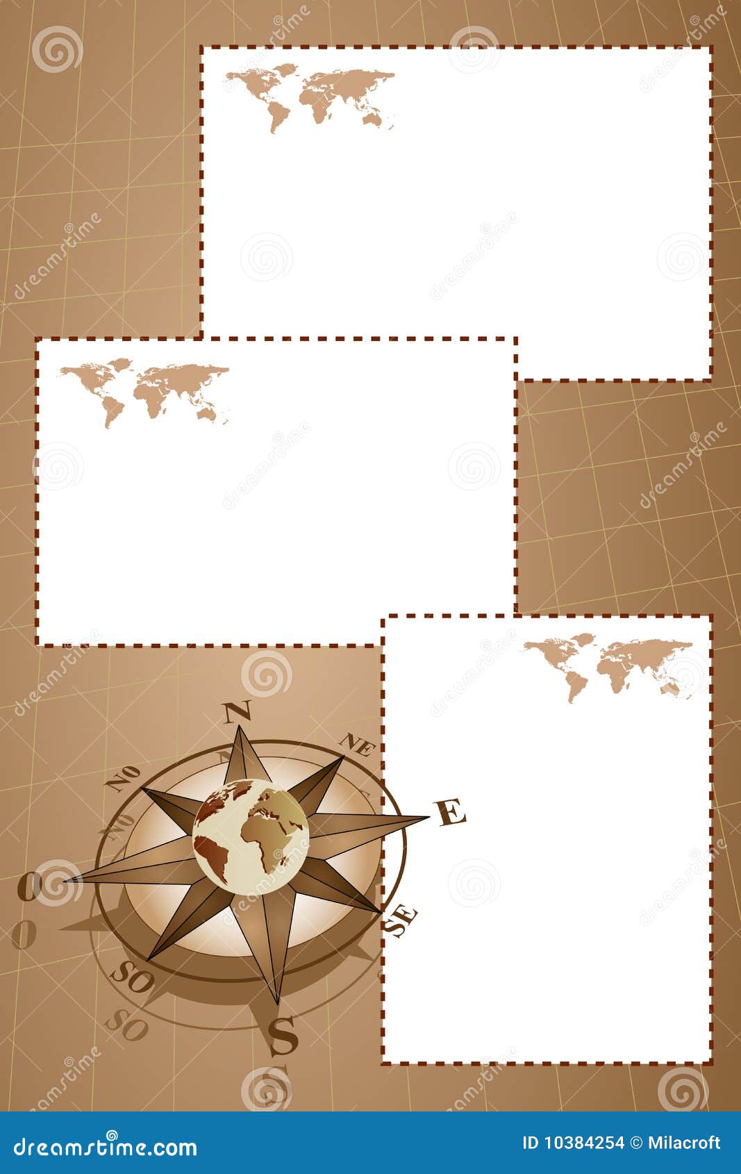 Scrapbook with Compass Rose and Map World Stock Vector - Illustration ...