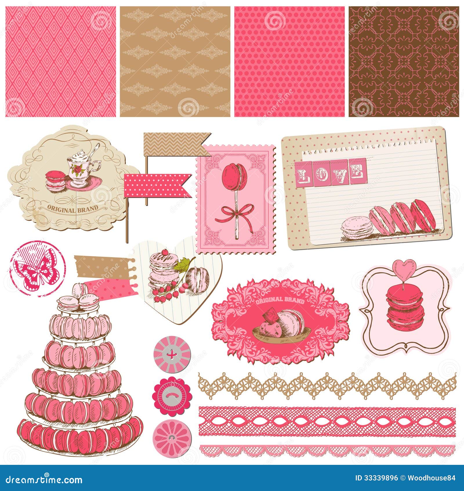 Scrapbook Design Elements - Macaroons and Dessert Stock Vector ...