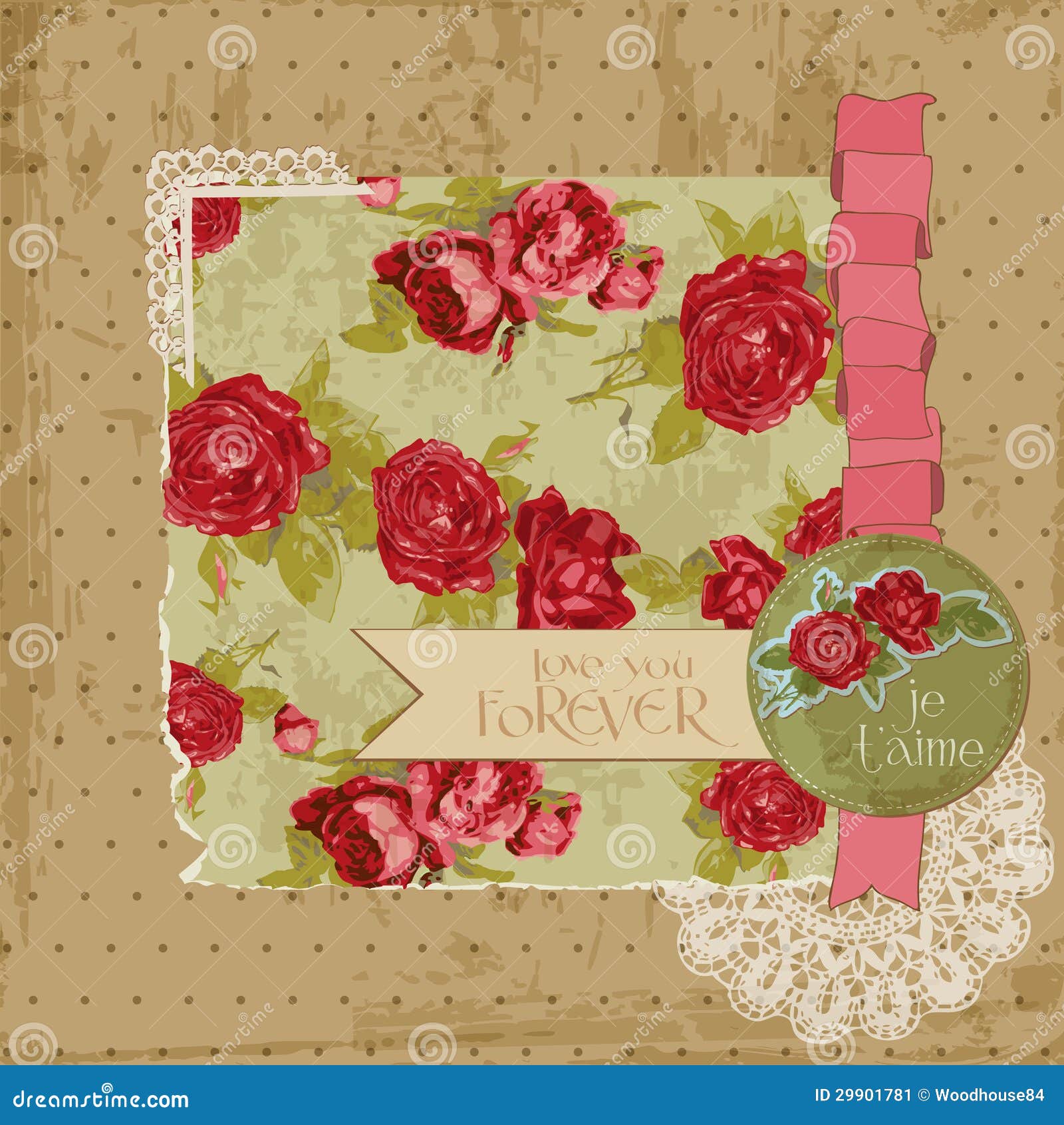 Vintage Flowers Scrapbook Page Stock Vector - Illustration of cute ...