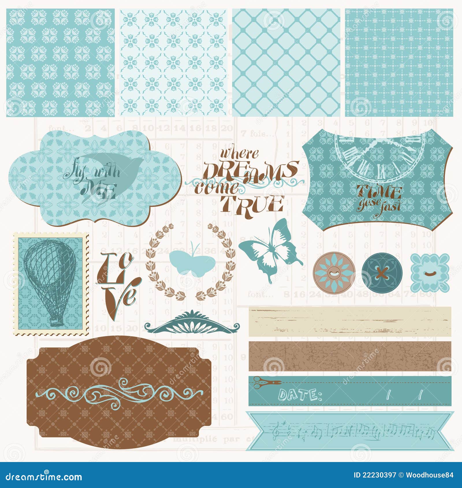 Scrapbook Design Elements -Set Of Various Fruits Vector Illustration ...