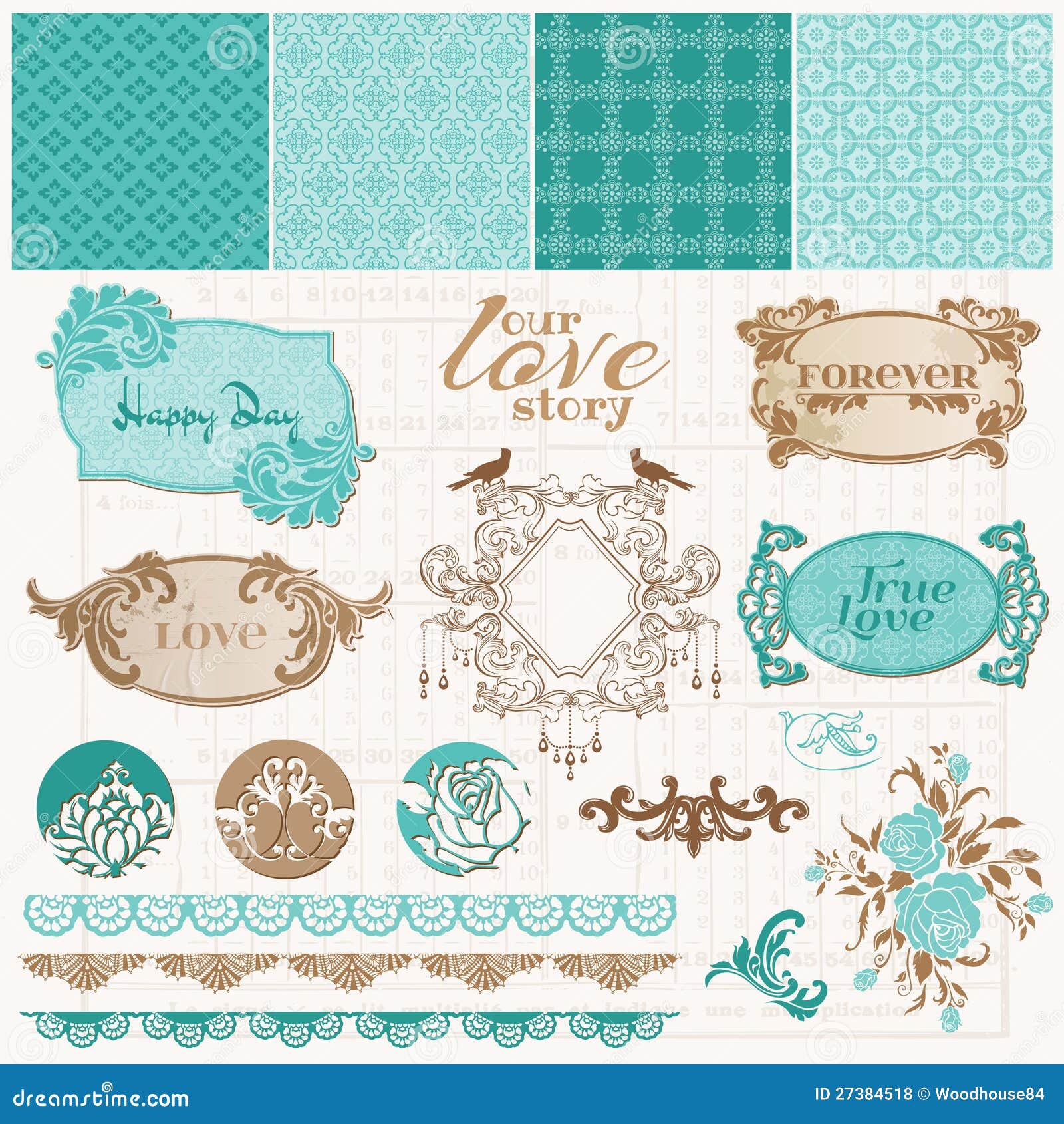 Scrapbook Design Elements - Vintage Love Set Stock Vector ...