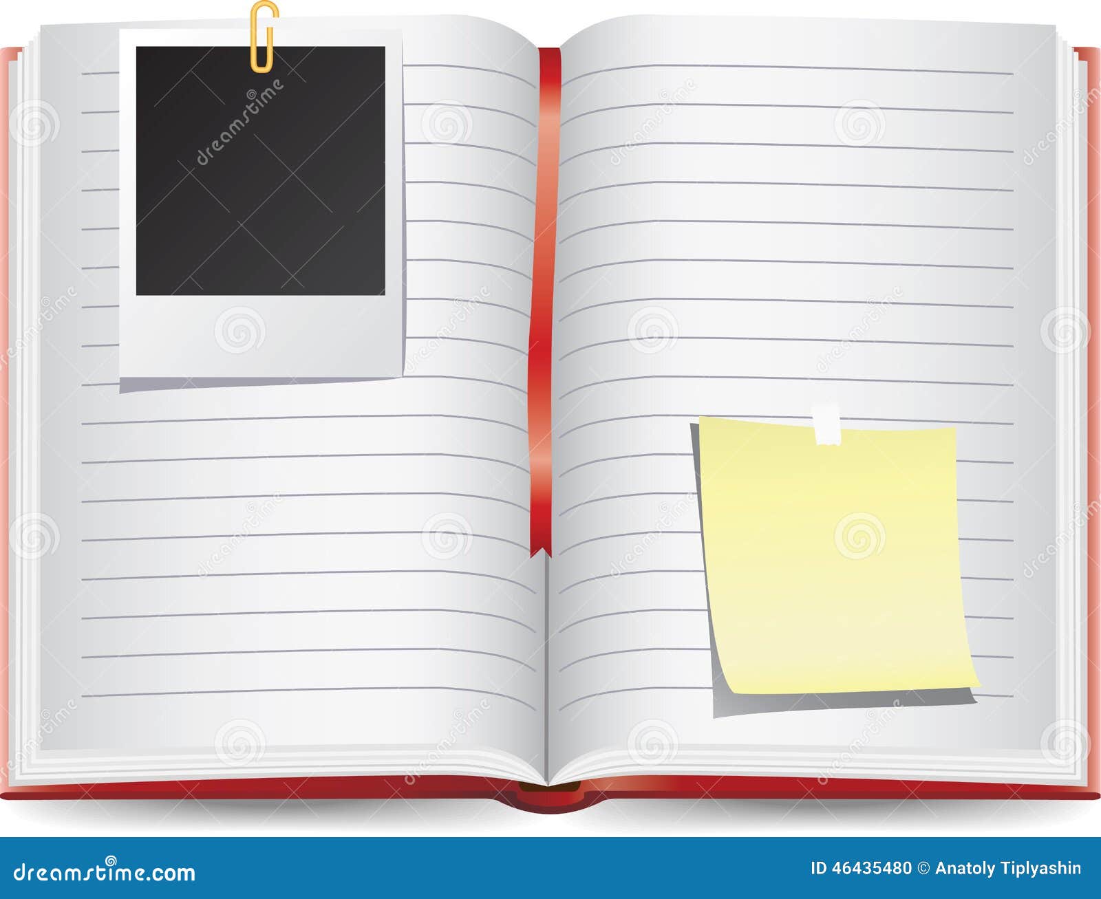 Scrapbook Diary with Empty Photo Frames Stock Vector - Illustration of ...