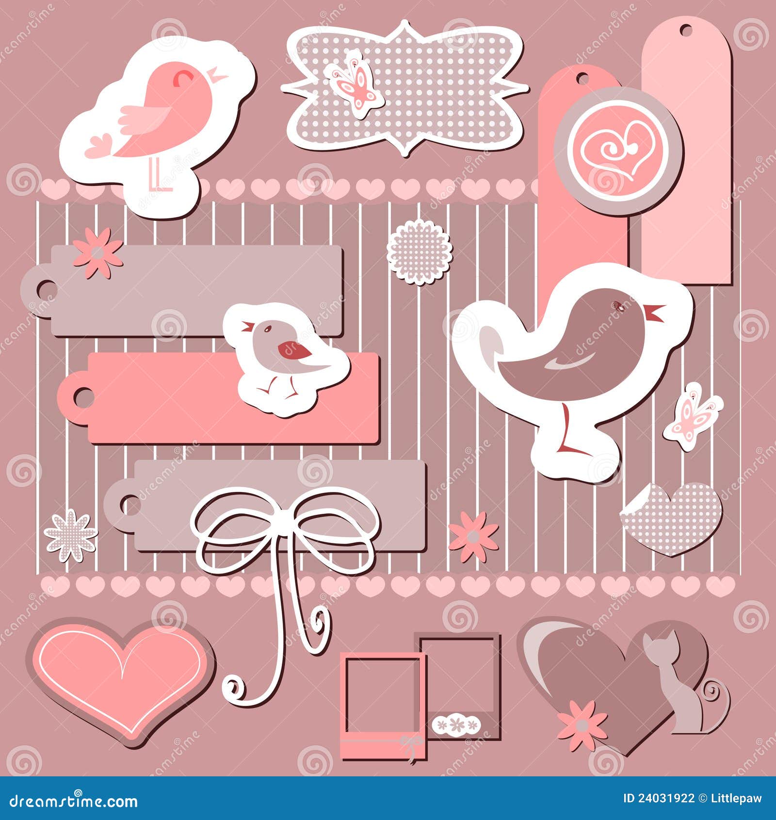 Scrapbook elements stock vector. Illustration of pink - 24031922