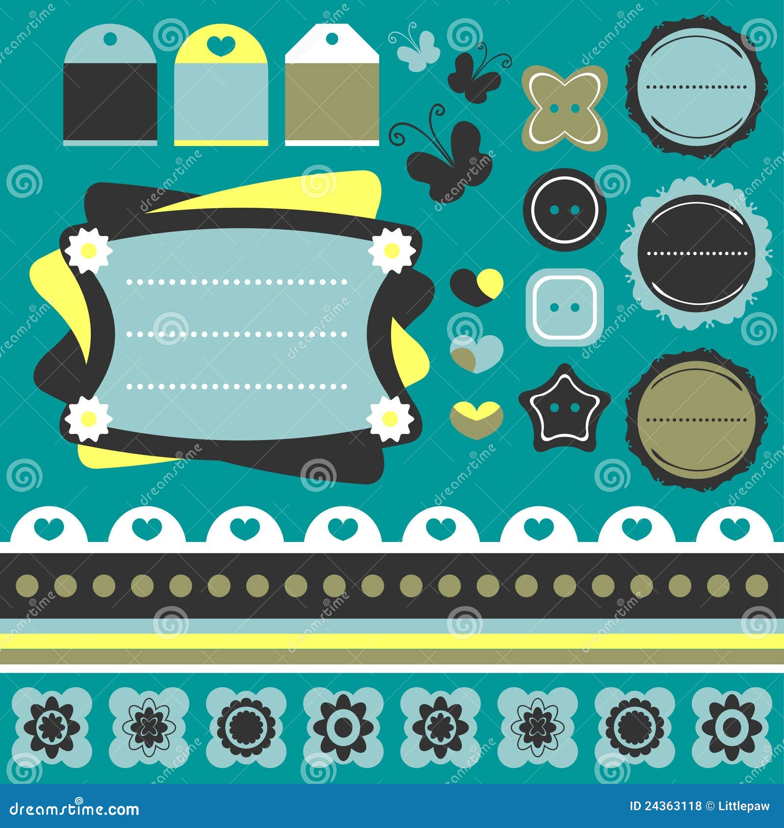 Scrapbook elements stock vector. Illustration of butterfly - 24363118