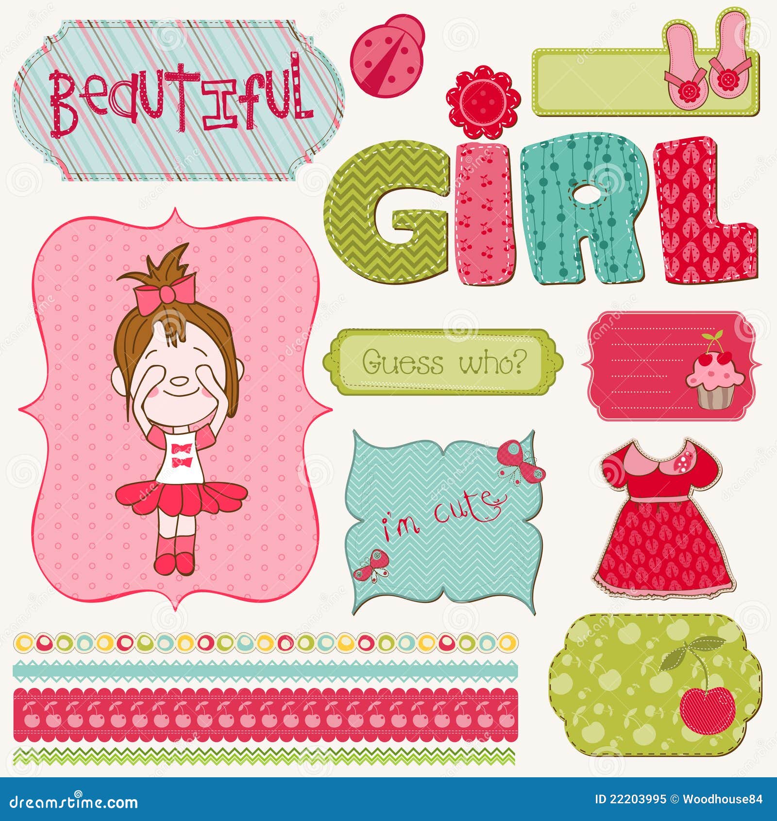 Scrapbook Girl Set stock vector. Illustration of child - 22203995