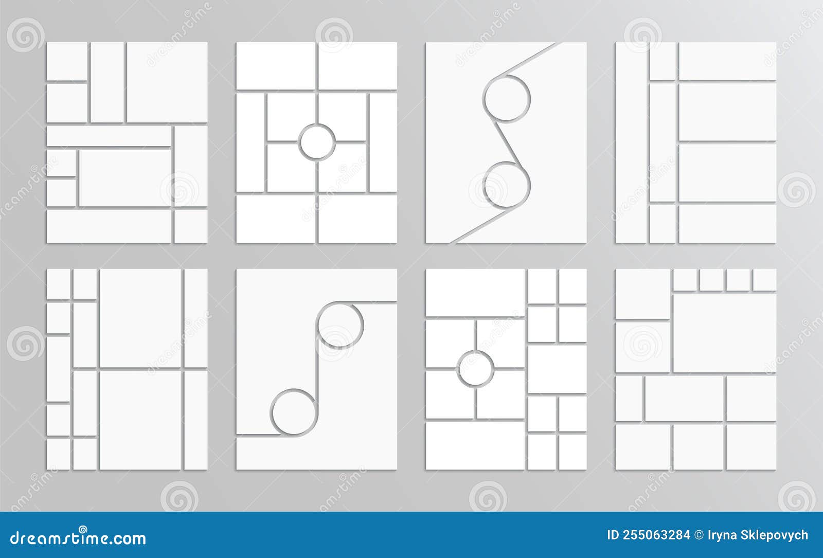Scrapbook Grid Set Photo Collage Layout Mood Board Background