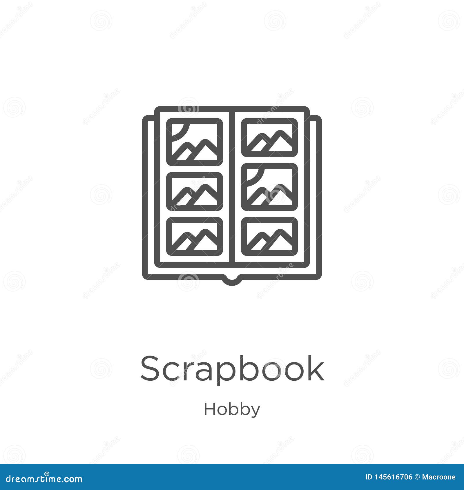 Scrapbook Icon Vector from Hobby Collection. Thin Line Scrapbook ...