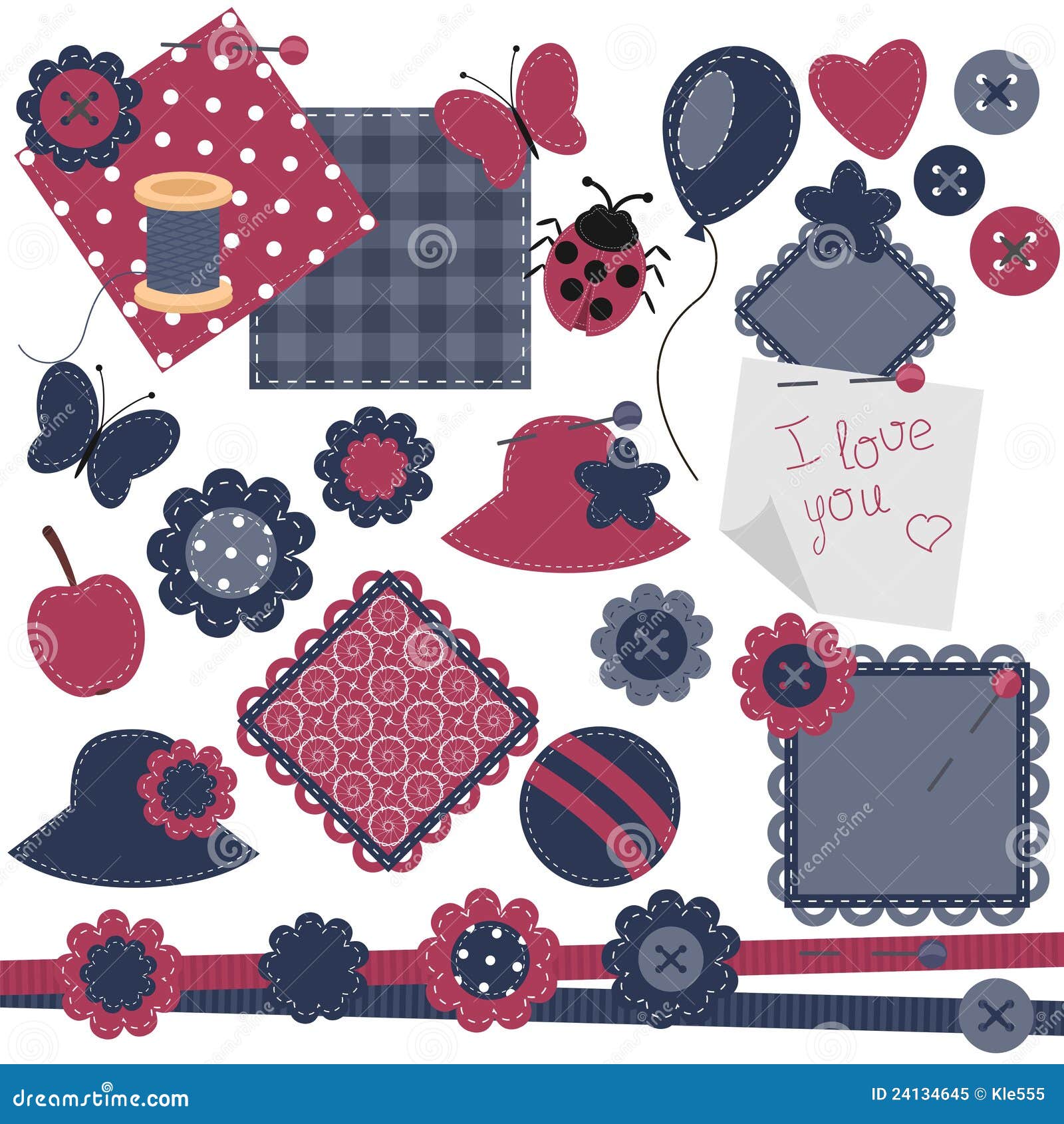 Scrapbook Objects On Patchwork Background Stock Image | CartoonDealer ...