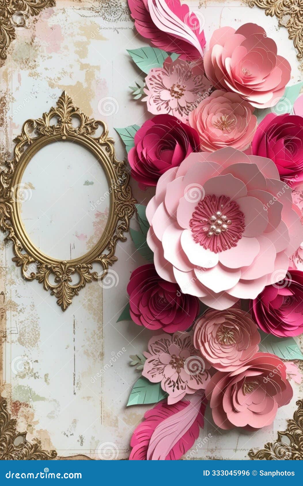 Intricately Designed Floral Scrapbook Page with Vintage Details and ...