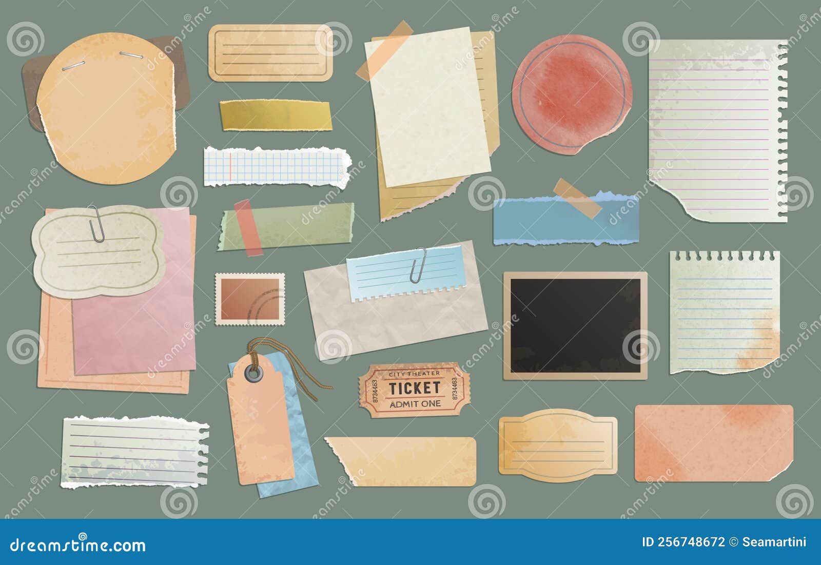 Scrapbook Paper Notes, Torn Page Stickers or Memos Stock Vector ...